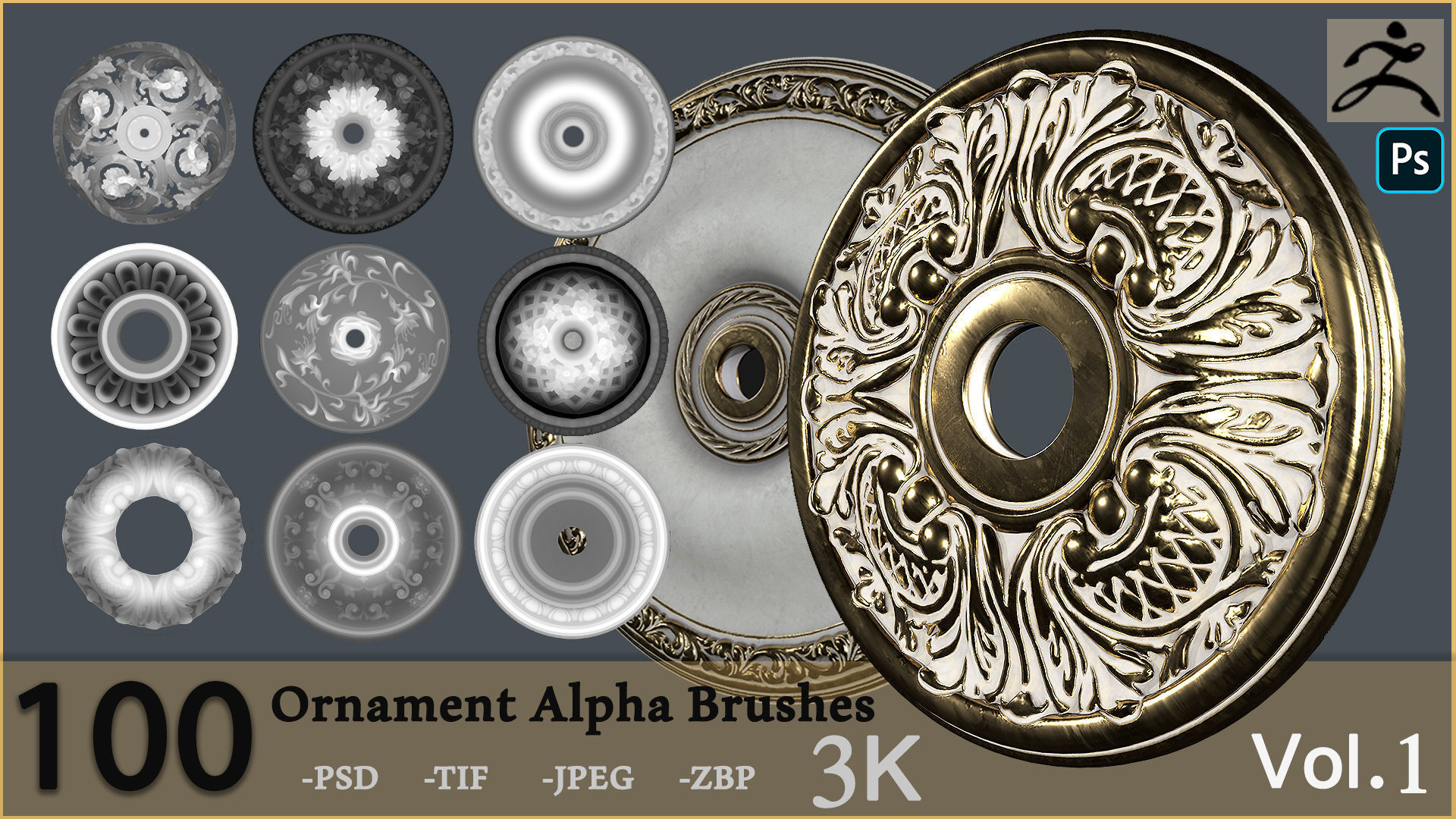 100 Ornament Alpha Brushes And Alphas 3D model | CGTrader