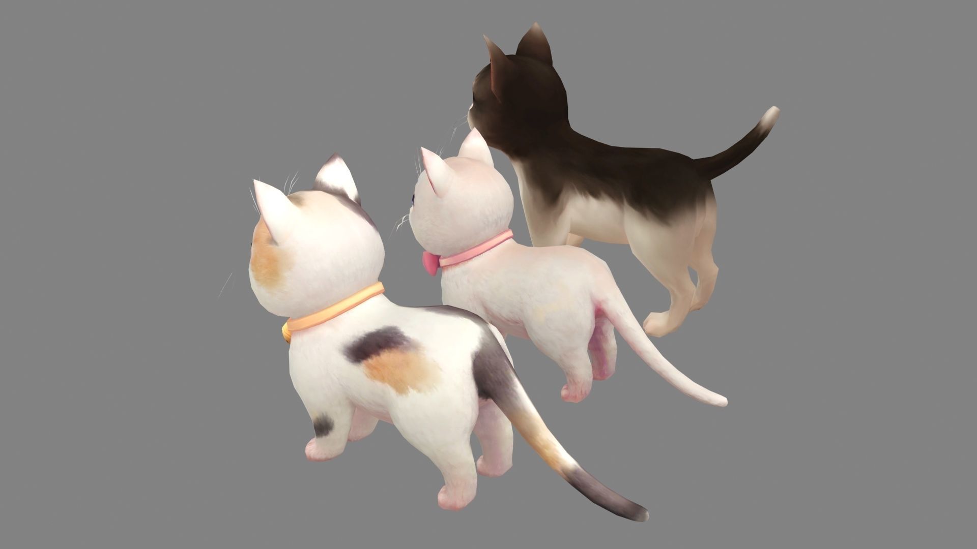 3D model Cartoon three fat cats - pink female cat VR / AR / low-poly ...