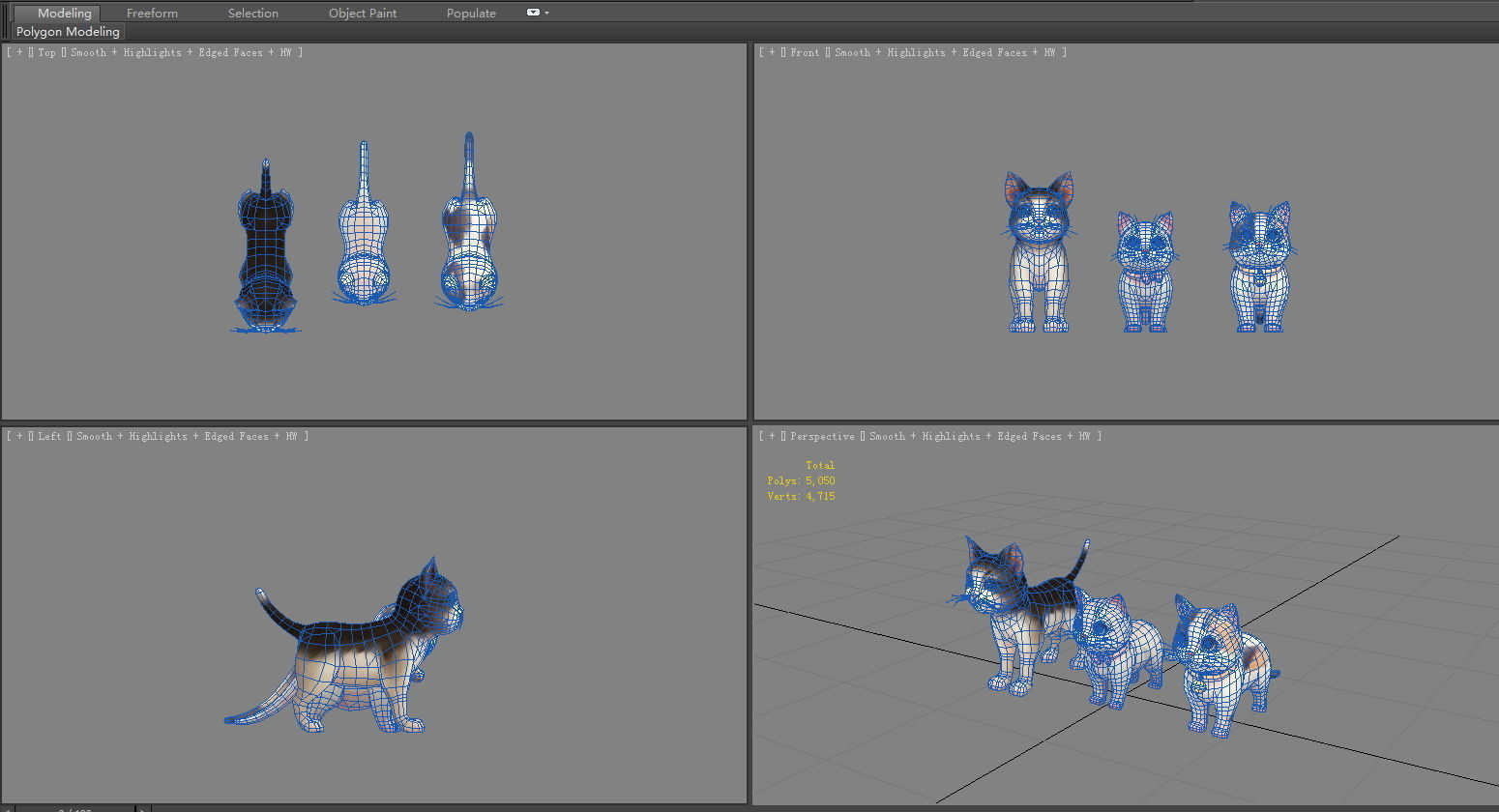 3D model Cartoon three fat cats - pink female cat VR / AR / low-poly ...