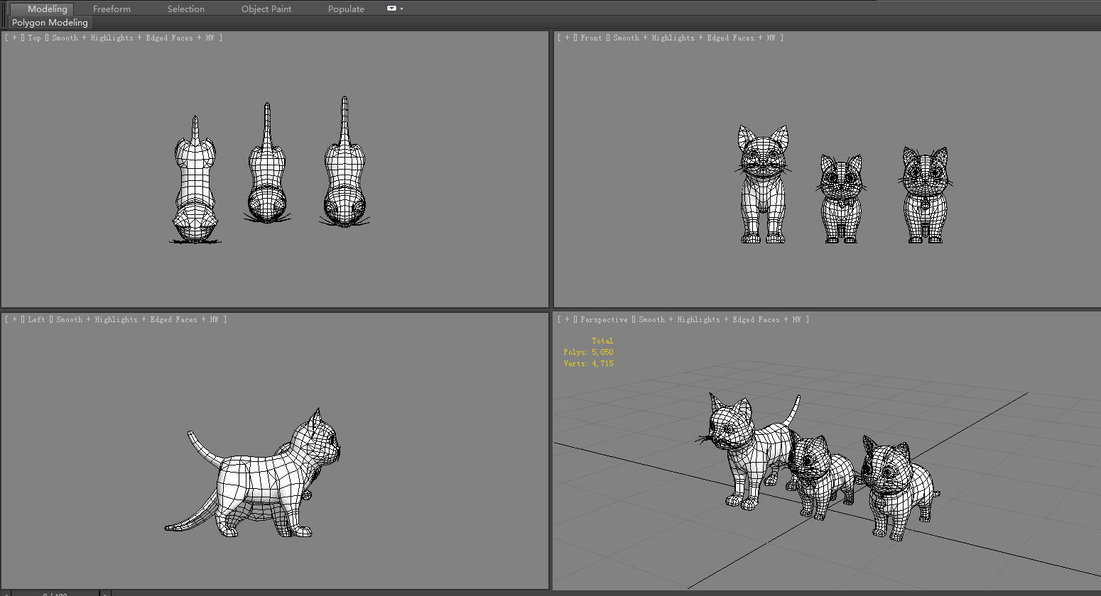 3D model Cartoon three fat cats - pink female cat VR / AR / low-poly ...