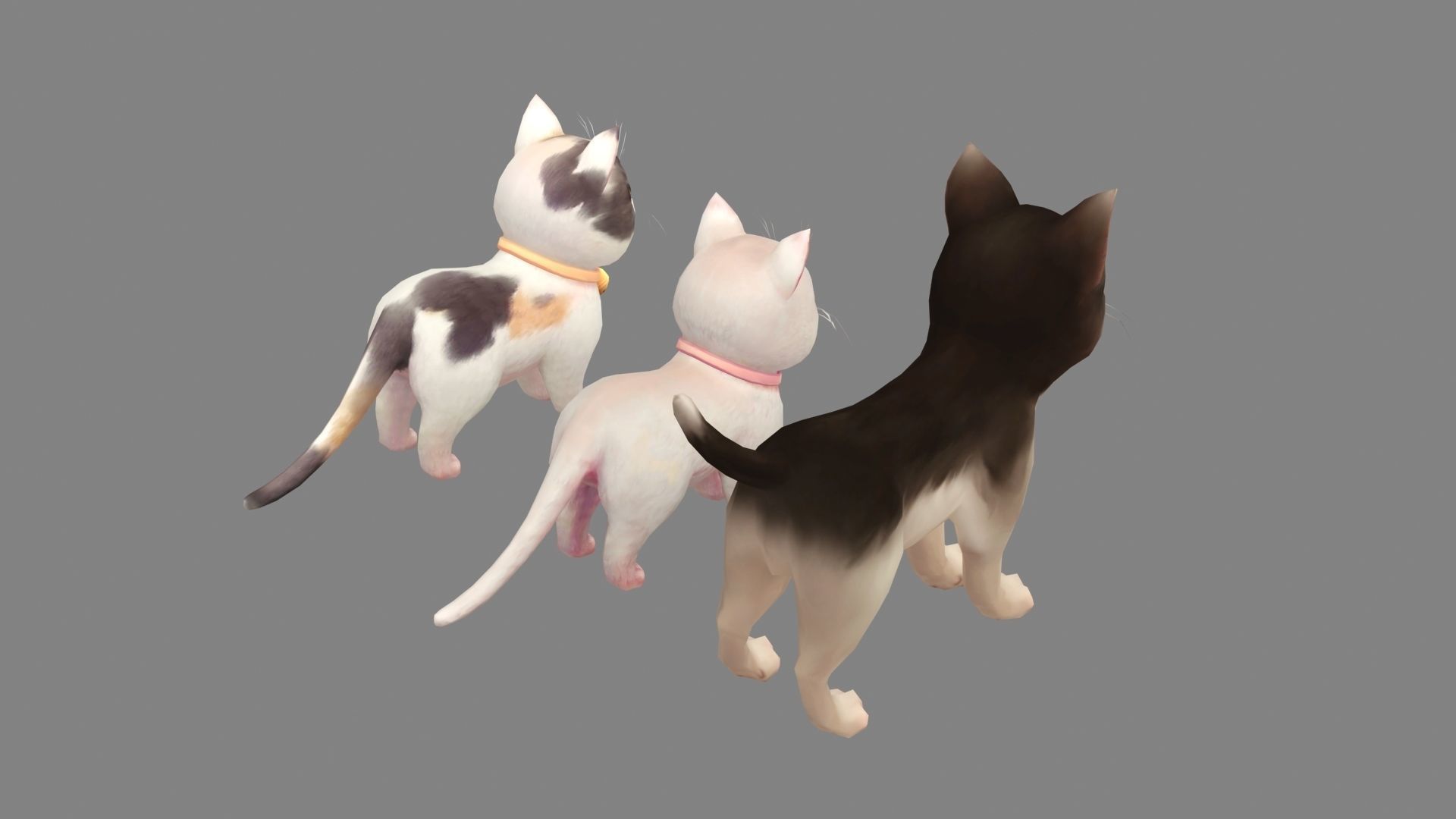 3D model Cartoon three fat cats - pink female cat VR / AR / low-poly ...