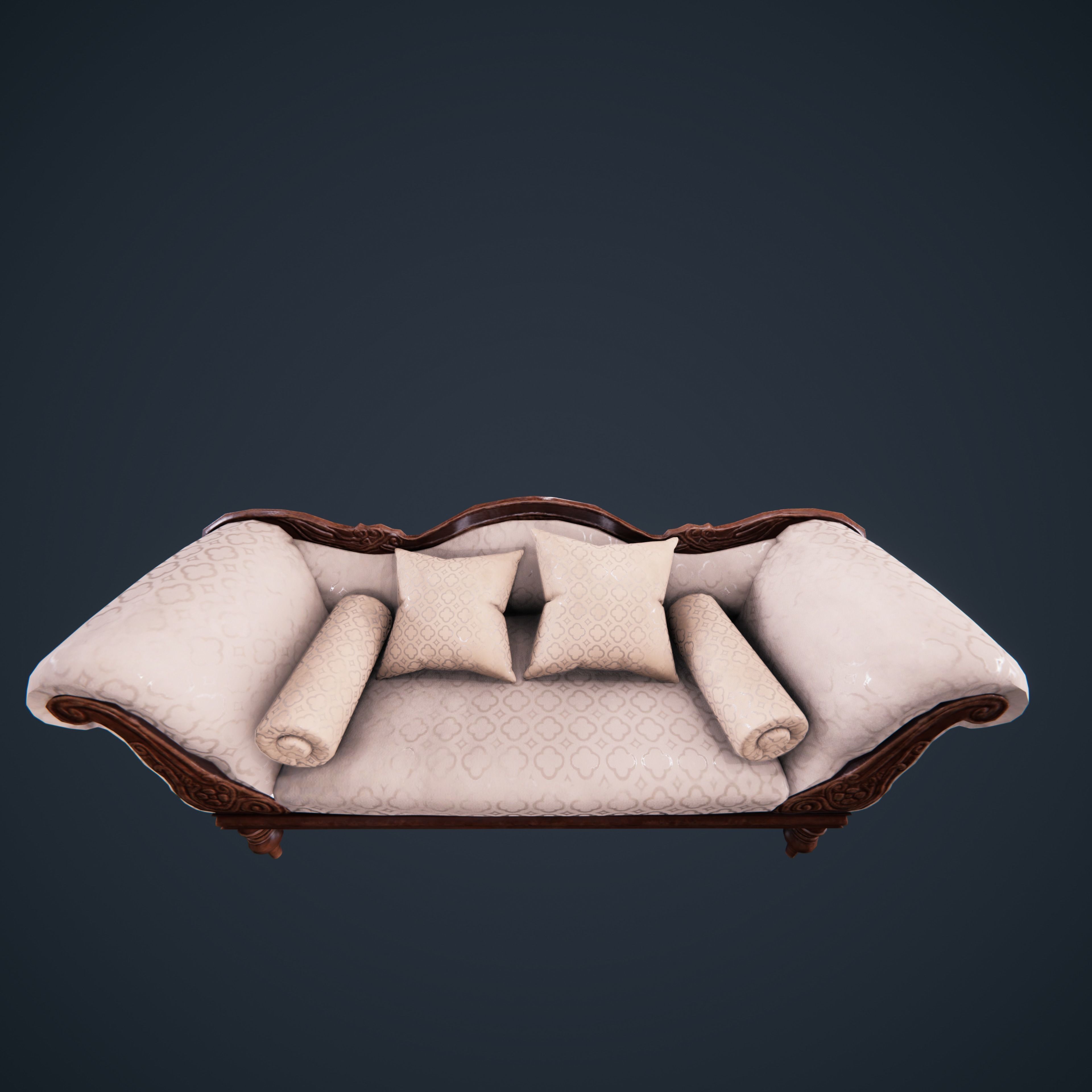 3D model Victorian Sofa Vintage Camelback VR / AR / low-poly | CGTrader