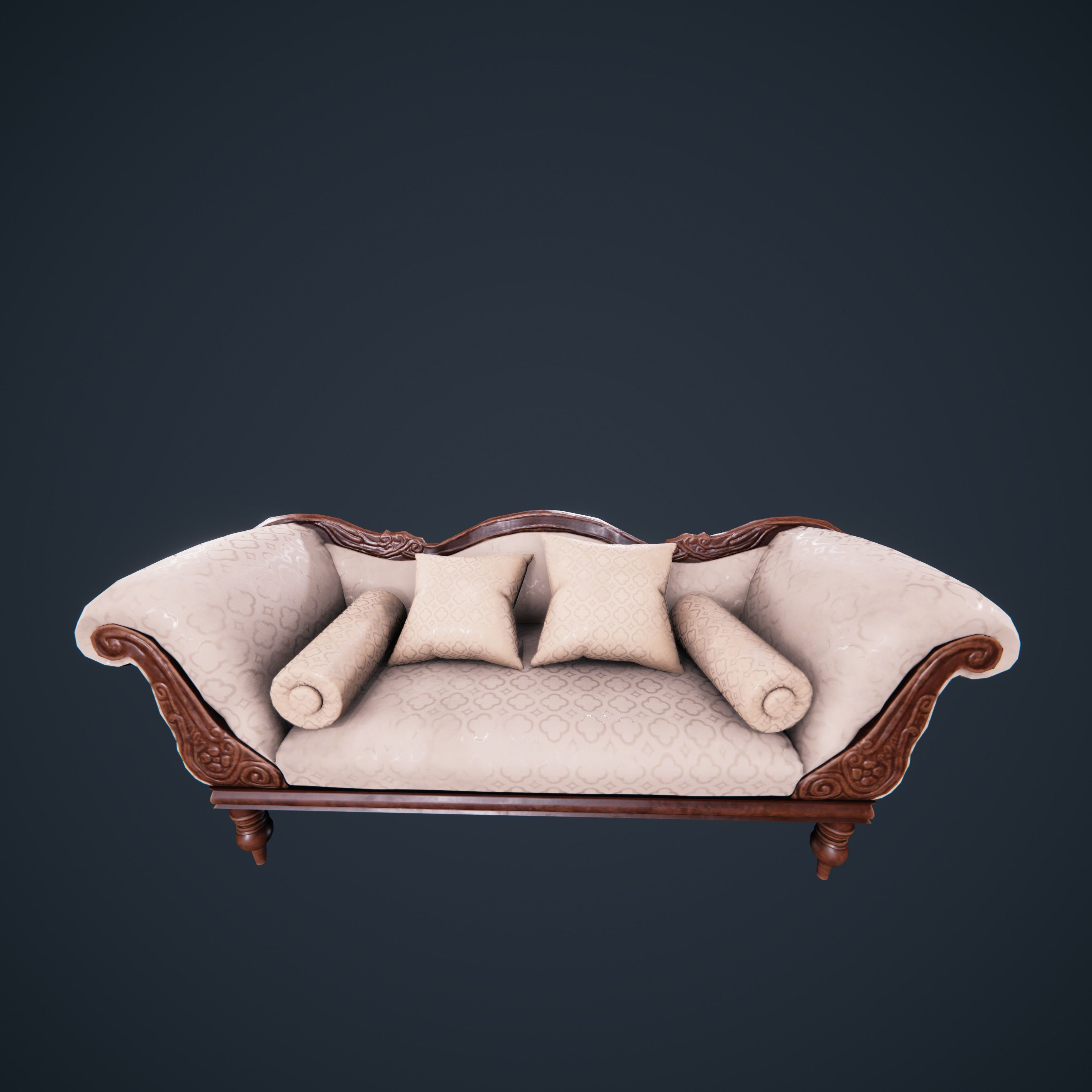 3D model Victorian Sofa Vintage Camelback VR / AR / low-poly | CGTrader