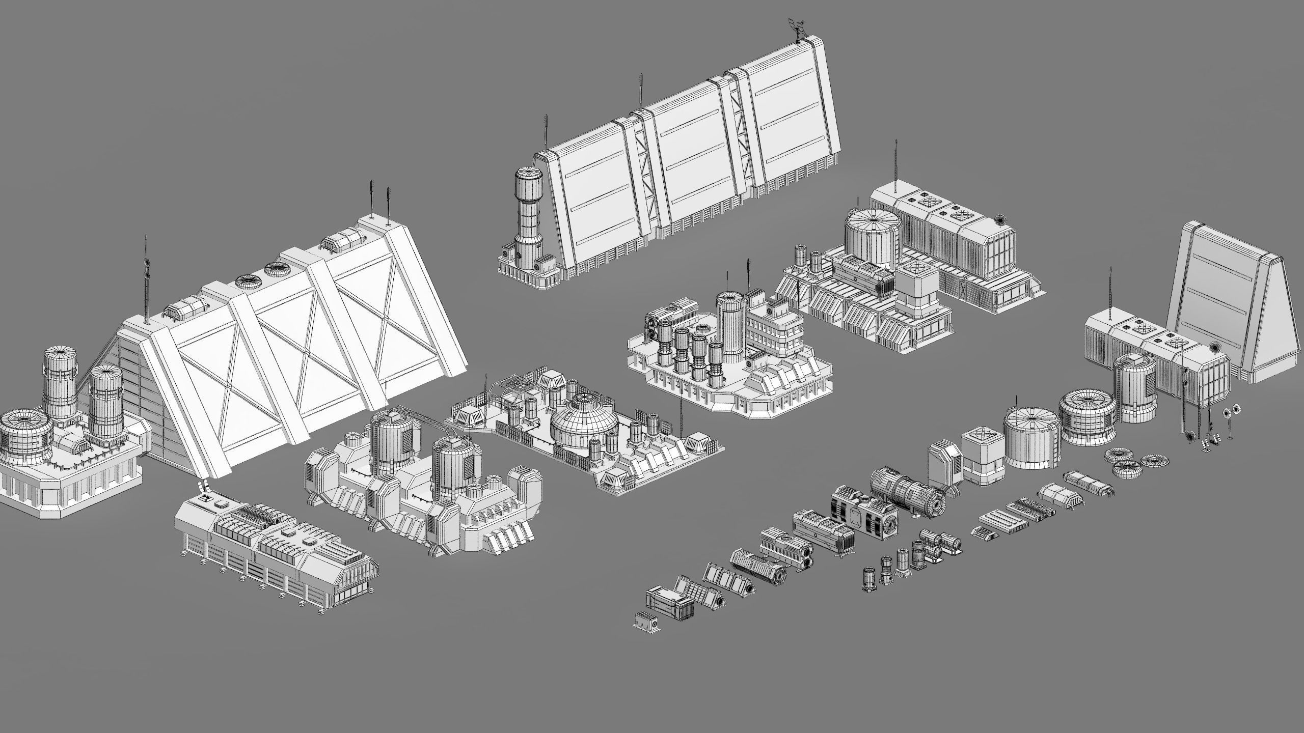 sci fi industrial objects 2 3D model | CGTrader