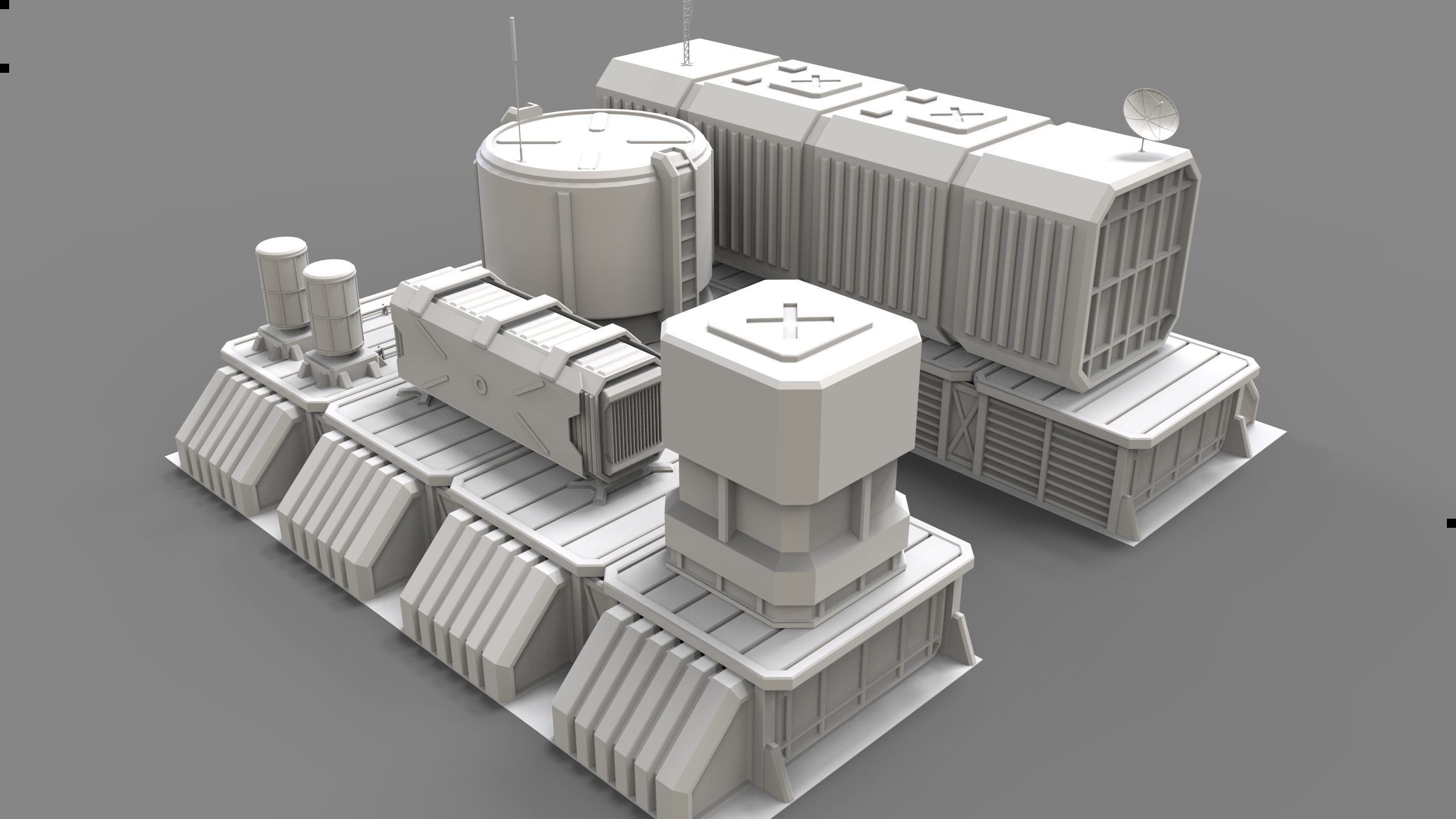 sci fi industrial objects 2 3D model | CGTrader