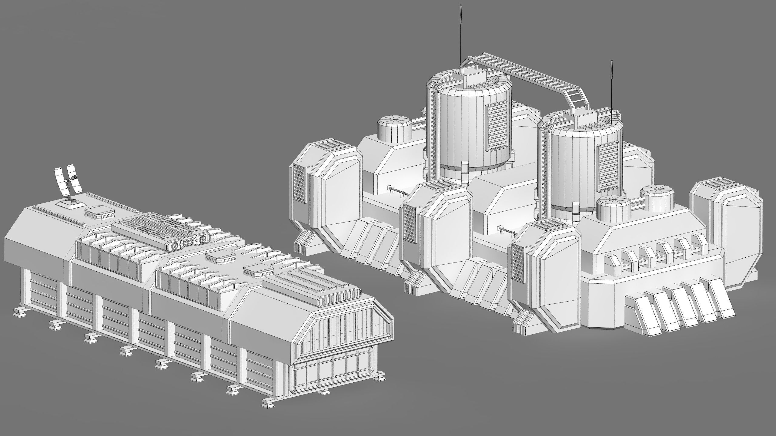 sci fi industrial objects 2 3D model | CGTrader