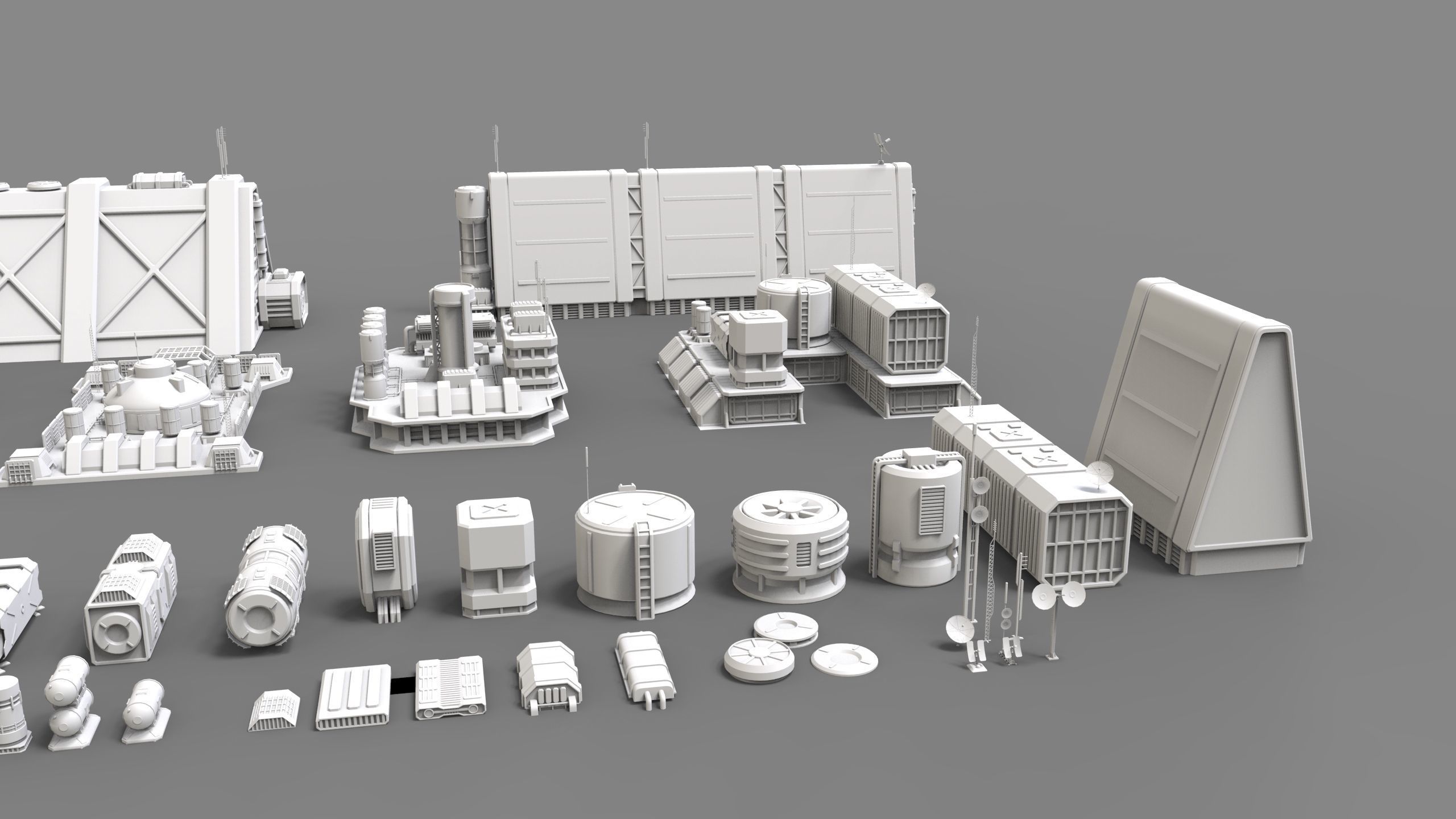 sci fi industrial objects 2 3D model | CGTrader