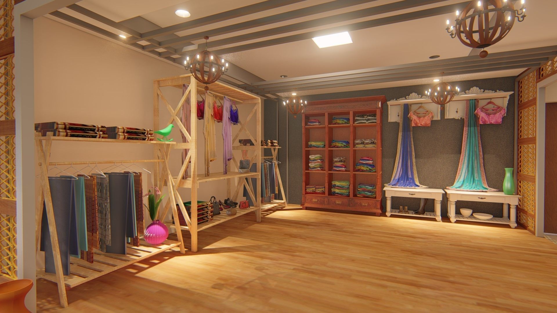 Saree Showroom free 3D model | CGTrader