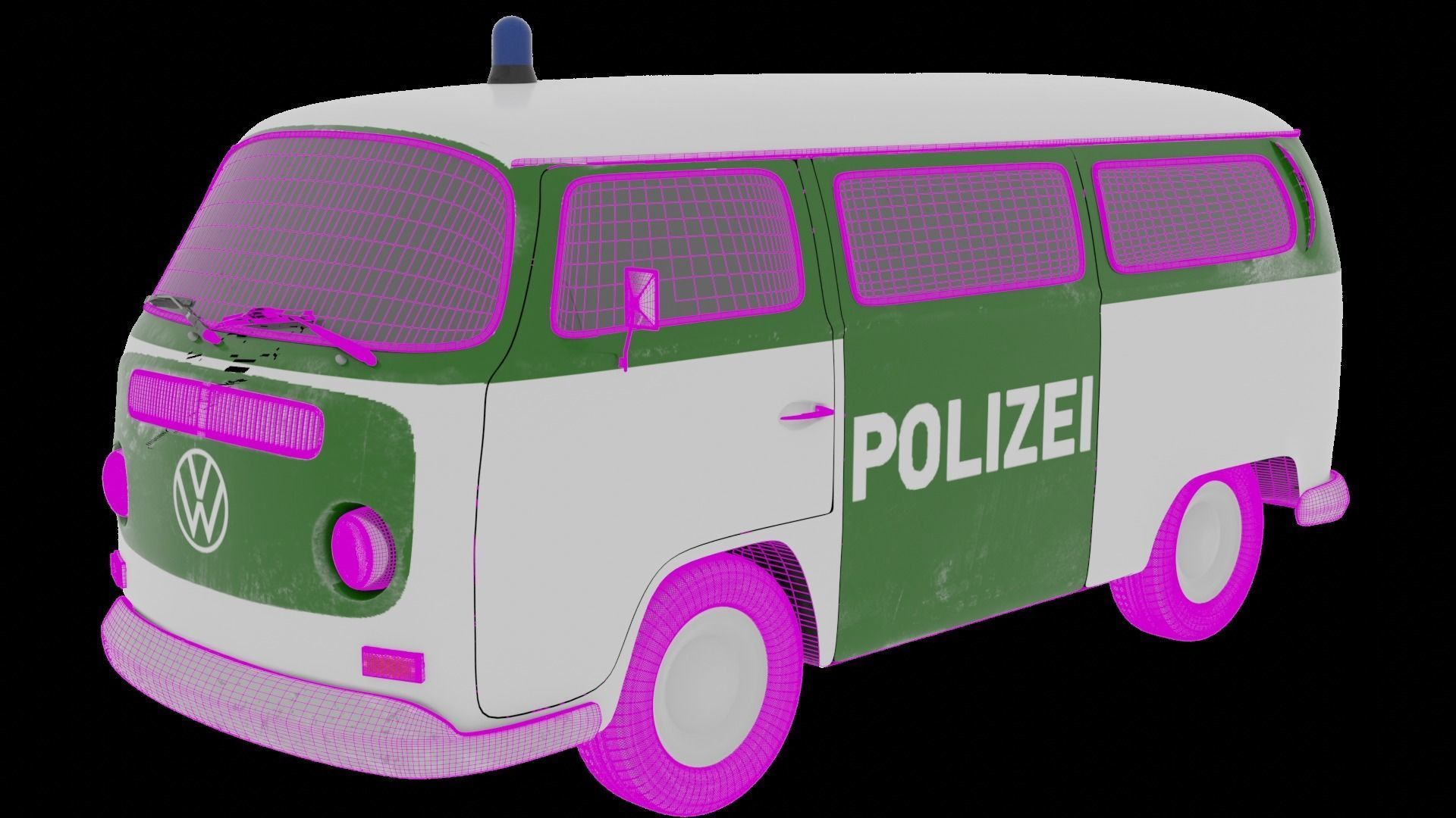 Volkswagen T2 german police car 3D model | CGTrader