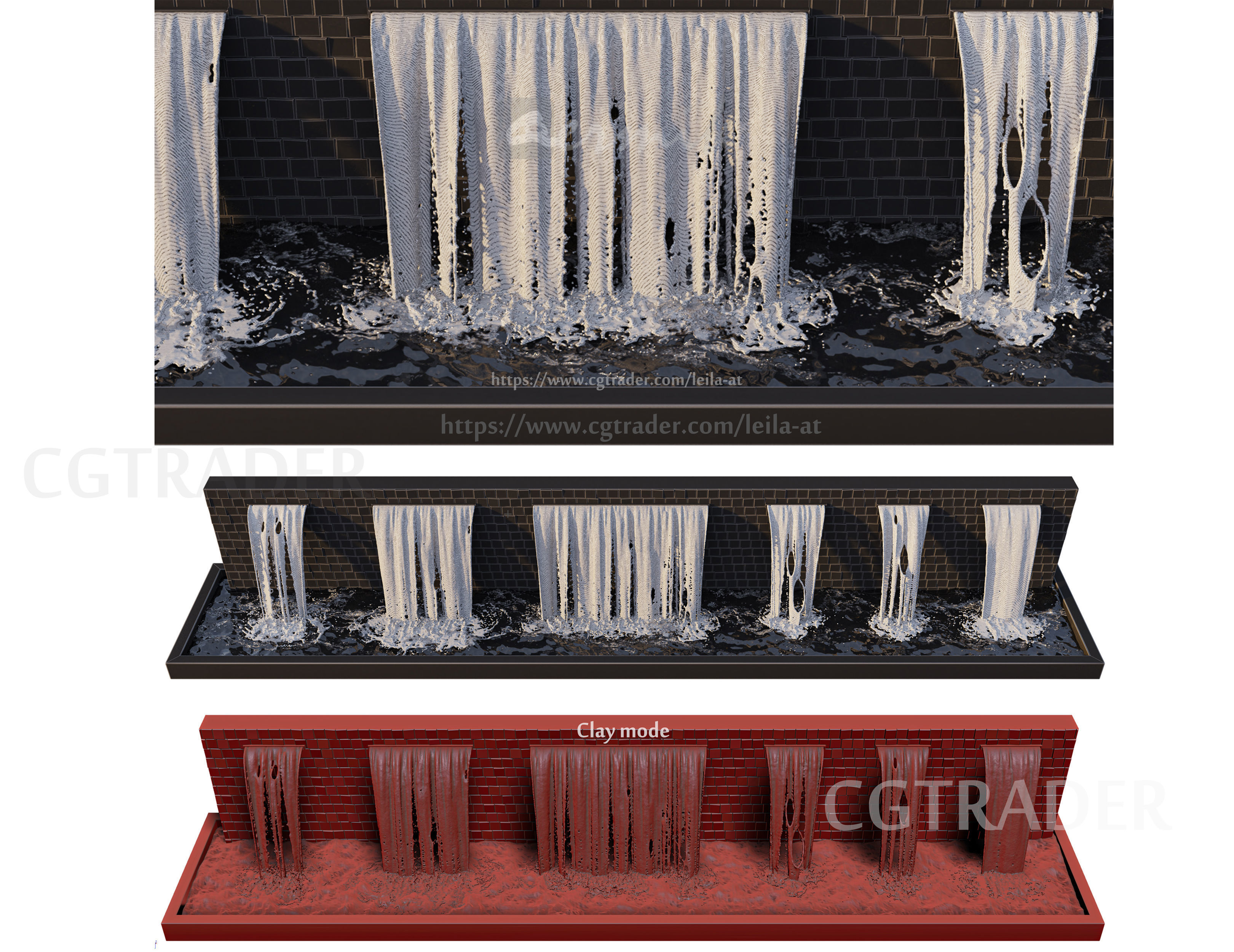 Waterfall Fountains cascade 3D model | CGTrader