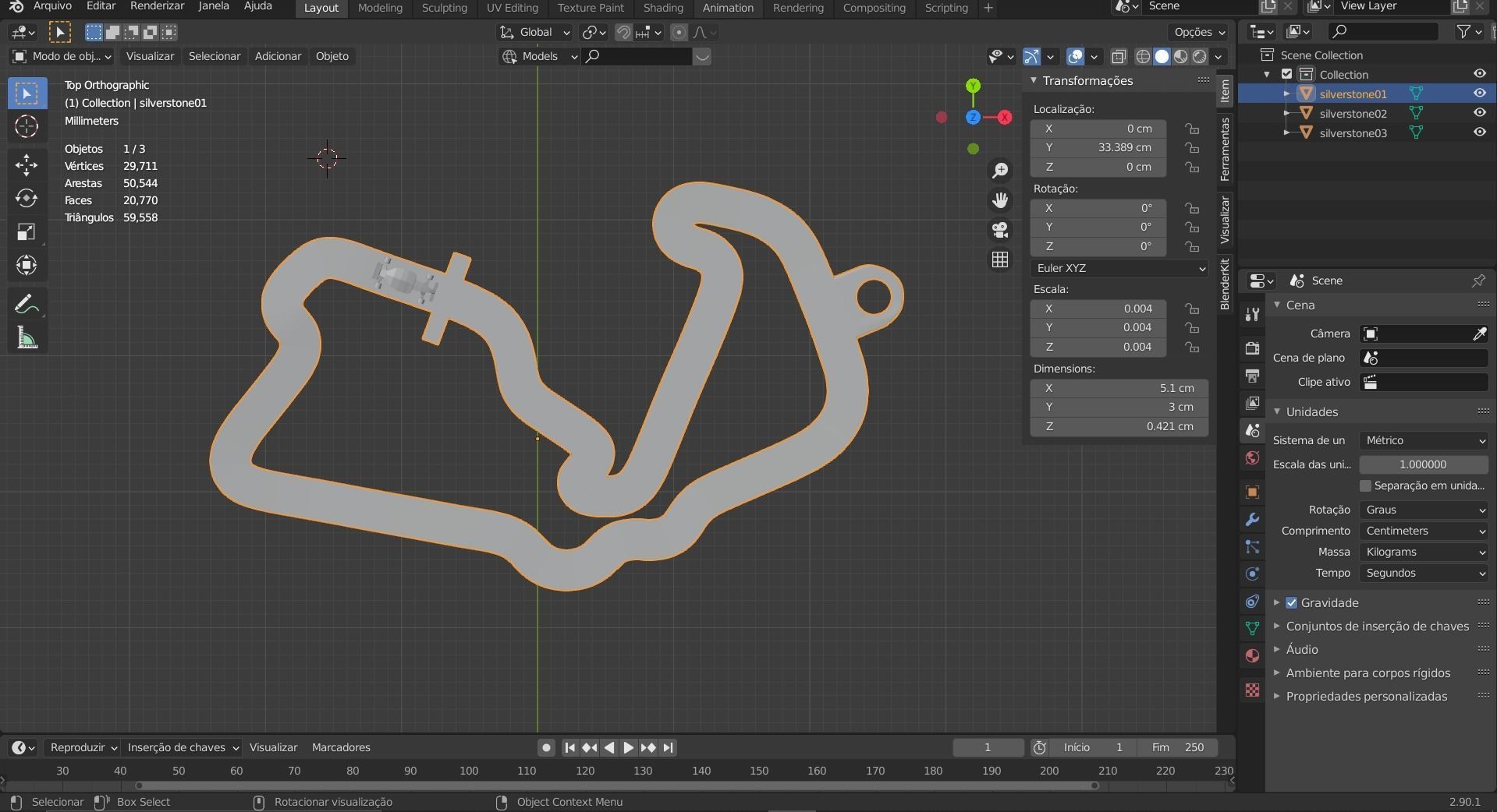 Track Formula 1 keychains Silverstone Print3d - Blender 3d free 3D model 3D printable | CGTrader