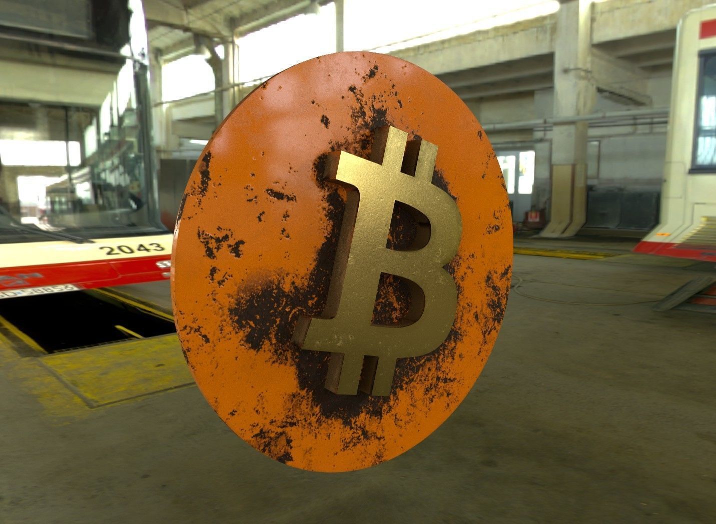 3D model Damaged Bitcoin Realistic 3D model VR / AR / low-poly | CGTrader