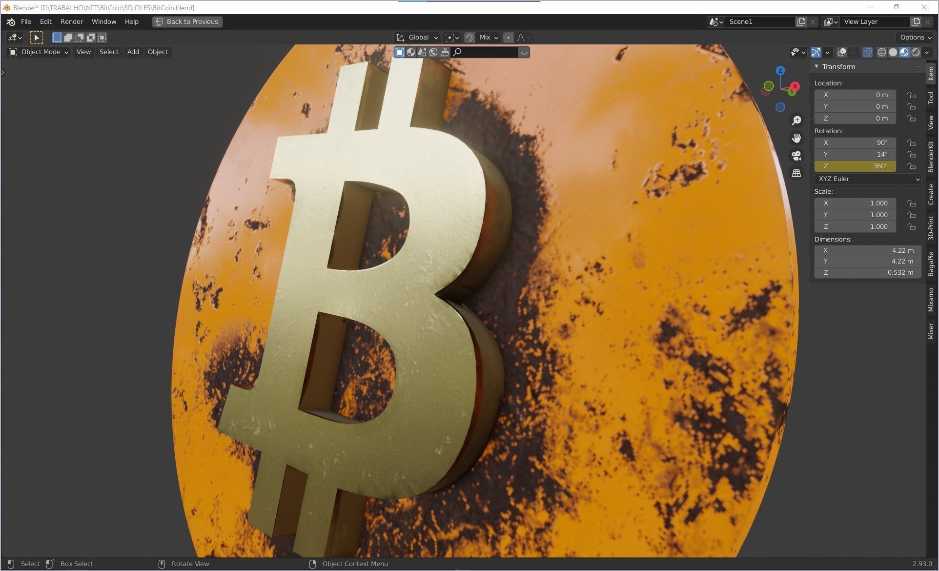 3D model Damaged Bitcoin Realistic 3D model VR / AR / low-poly | CGTrader