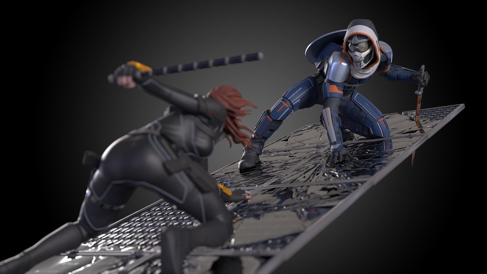Black Widow vs Taskmaster Diorama 3D model 3D printable | CGTrader