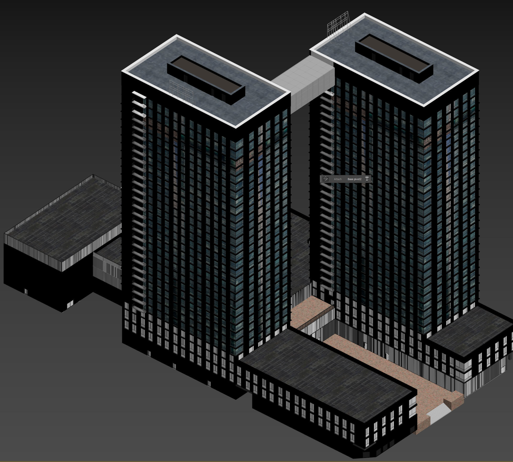 Multifunctional complex with interiors 3D model | CGTrader