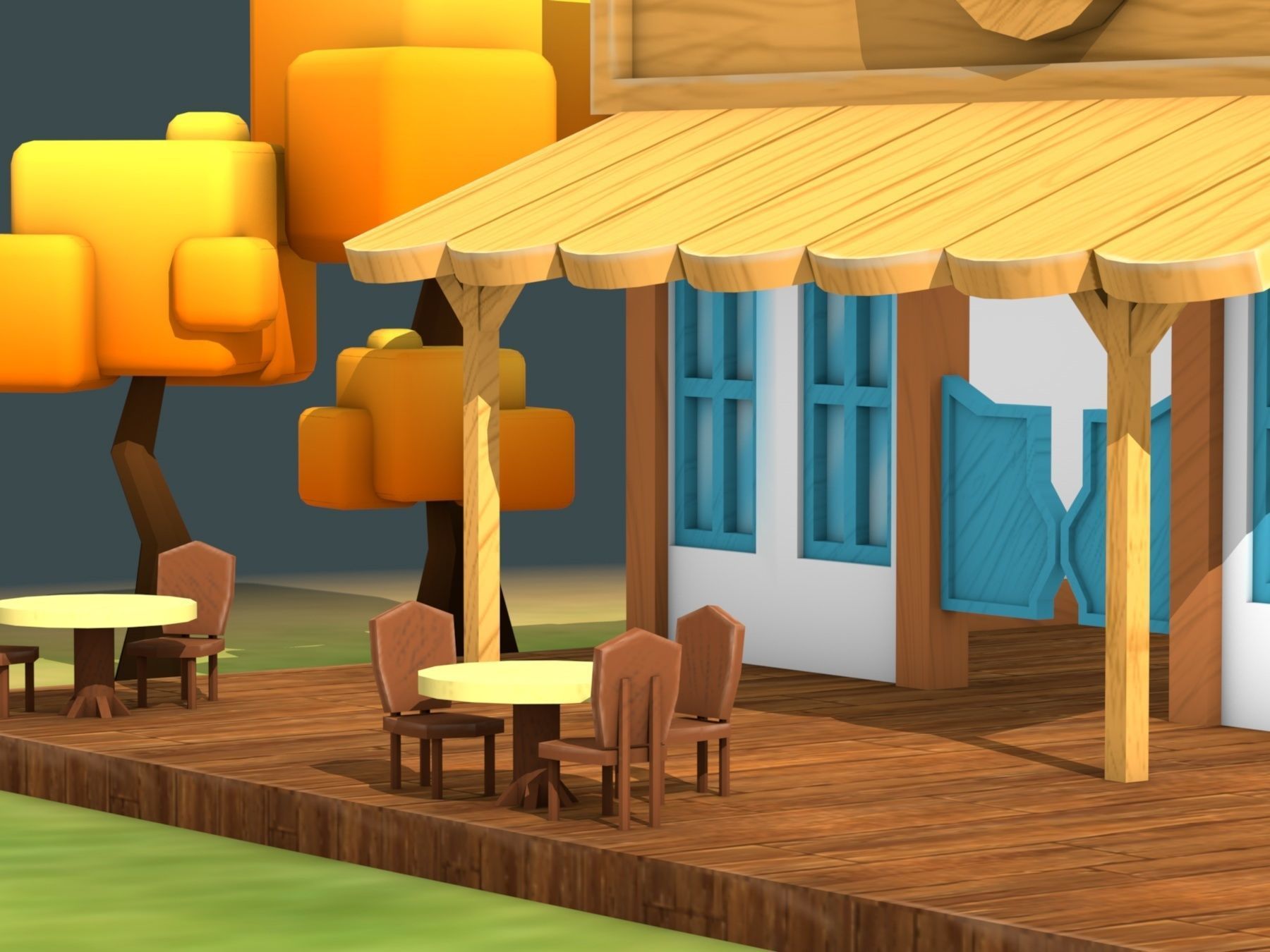 3D model Stylized Cartoon Cafe VR / AR / low-poly | CGTrader