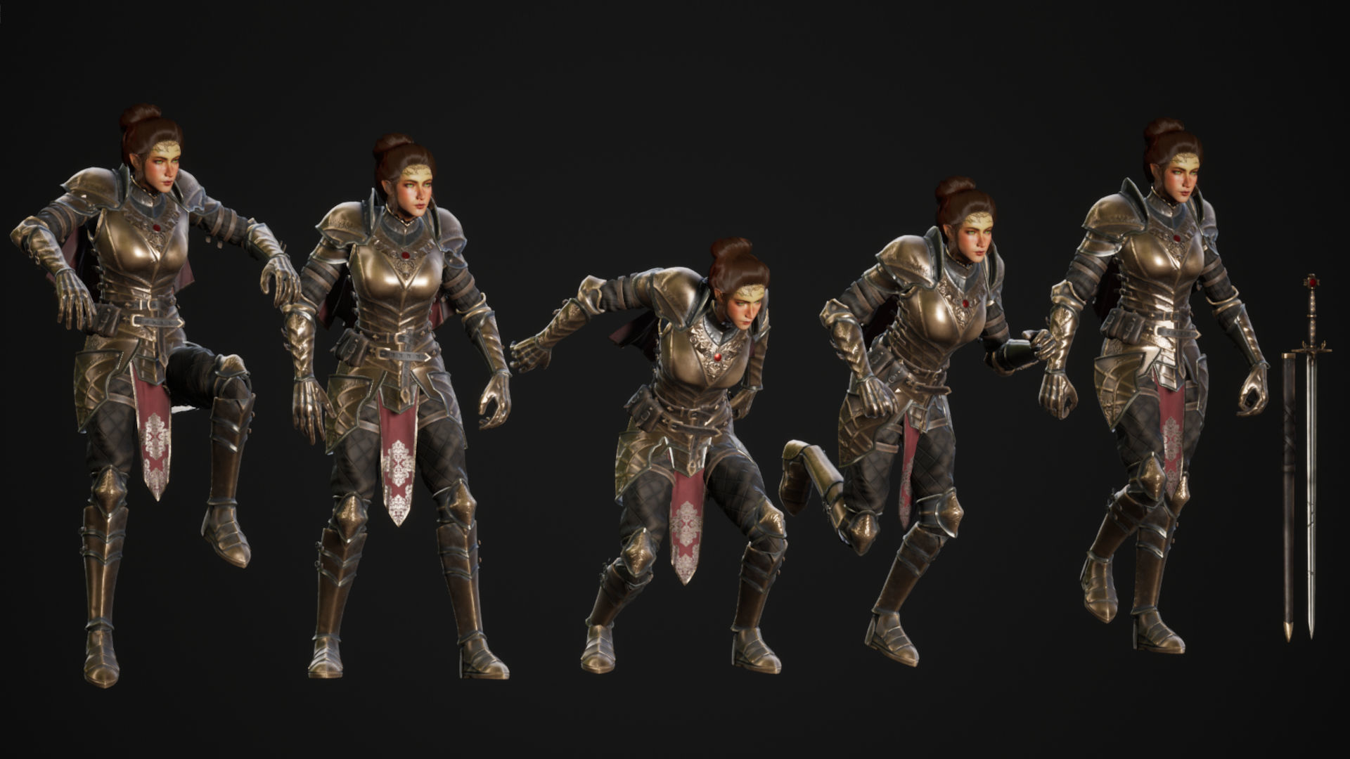 3D model Sentinel Female Knight Character VR / AR / low-poly rigged ...