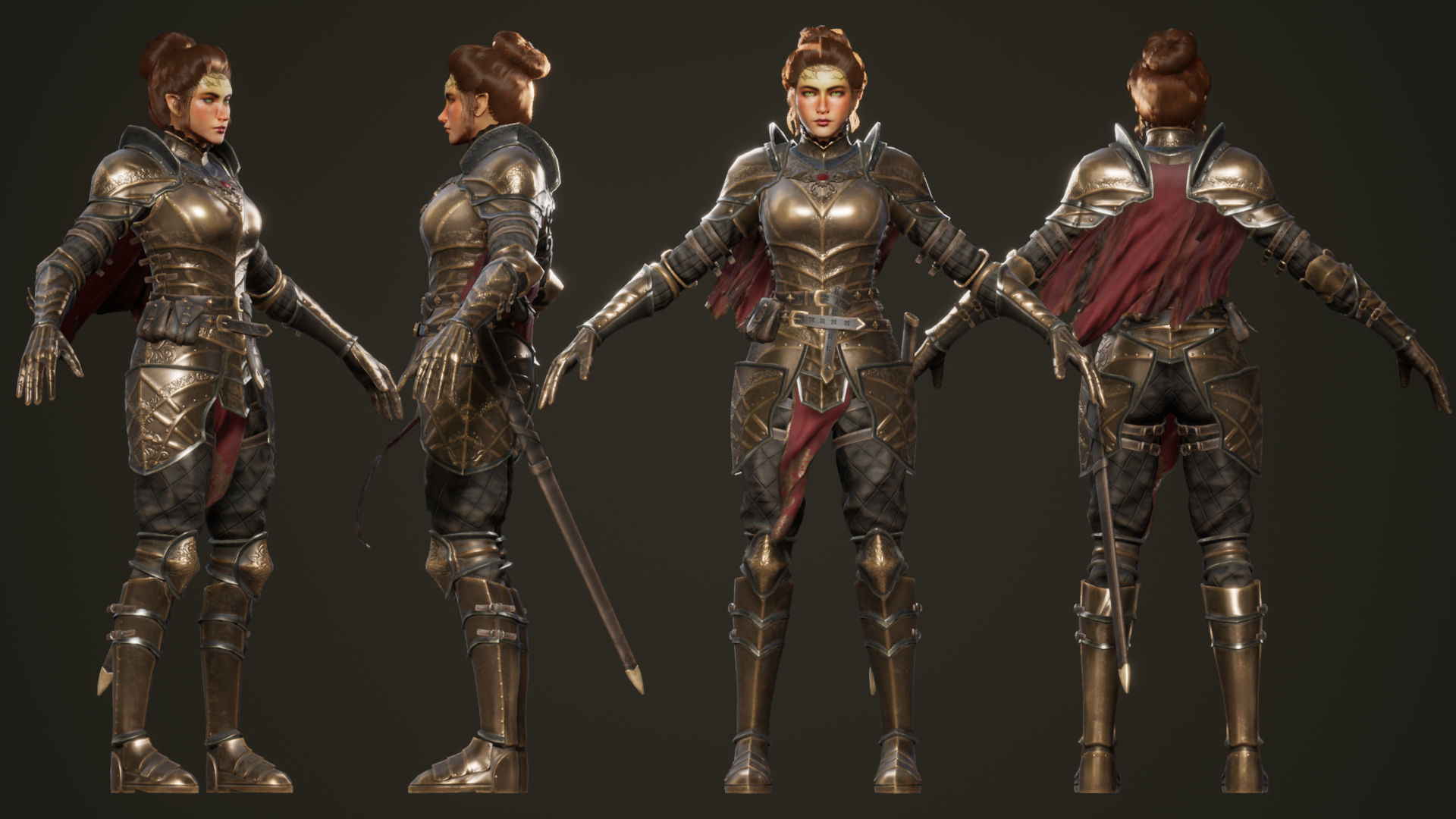 3D model Sentinel Female Knight Character VR / AR / low-poly rigged ...