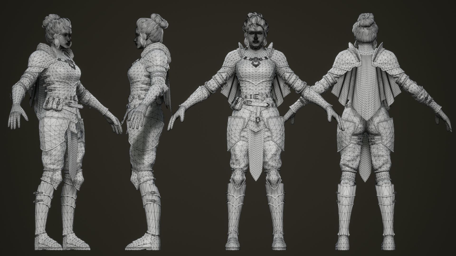 3D model Sentinel Female Knight Character VR / AR / low-poly rigged ...