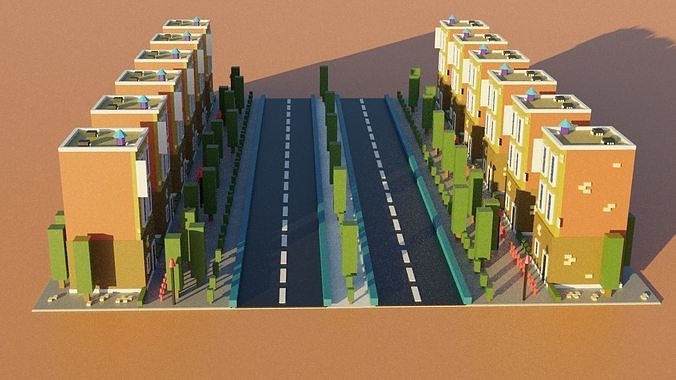 Society residential building with road in middle free VR / AR / low ...