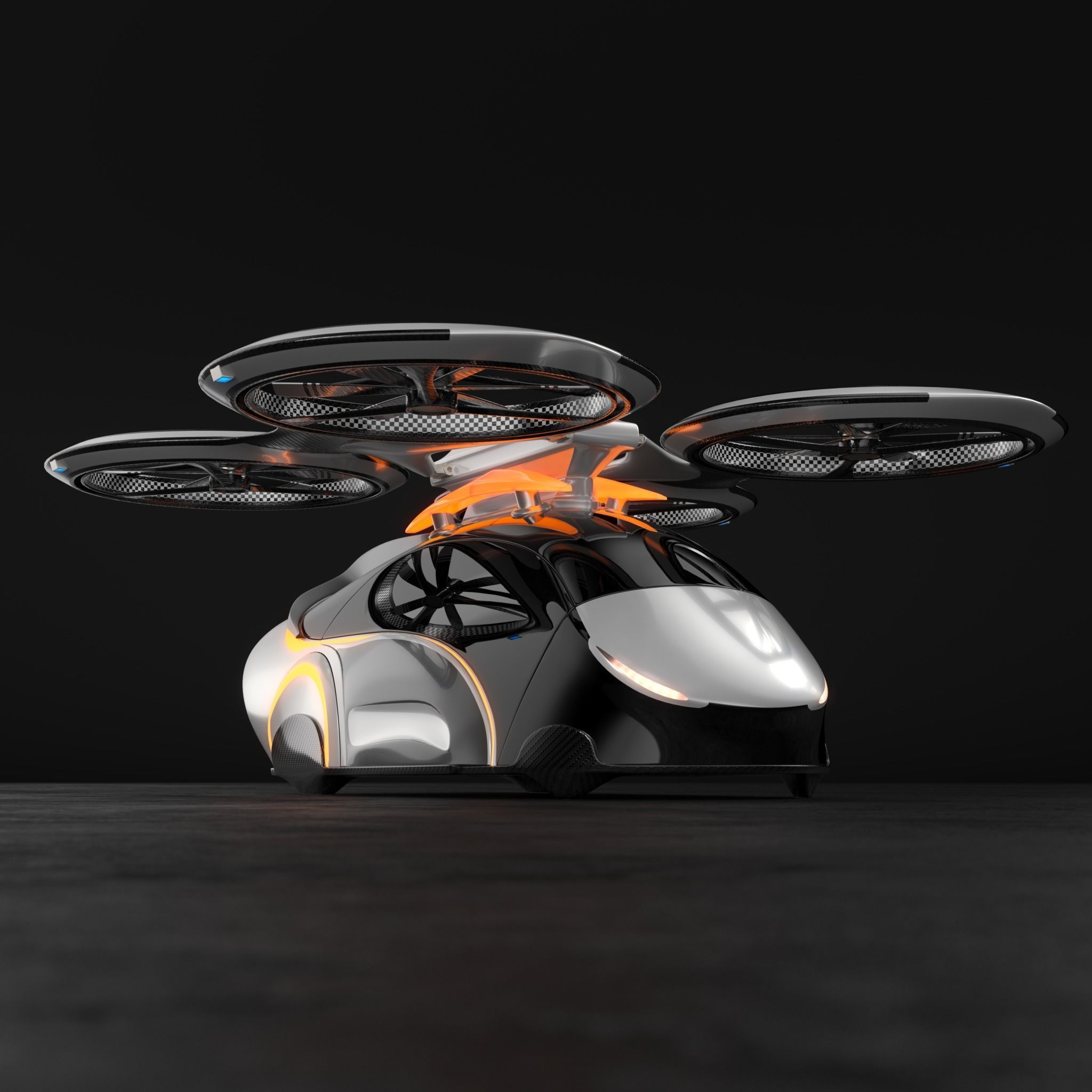 Flying autonomous passenger drone concept 3D model | CGTrader