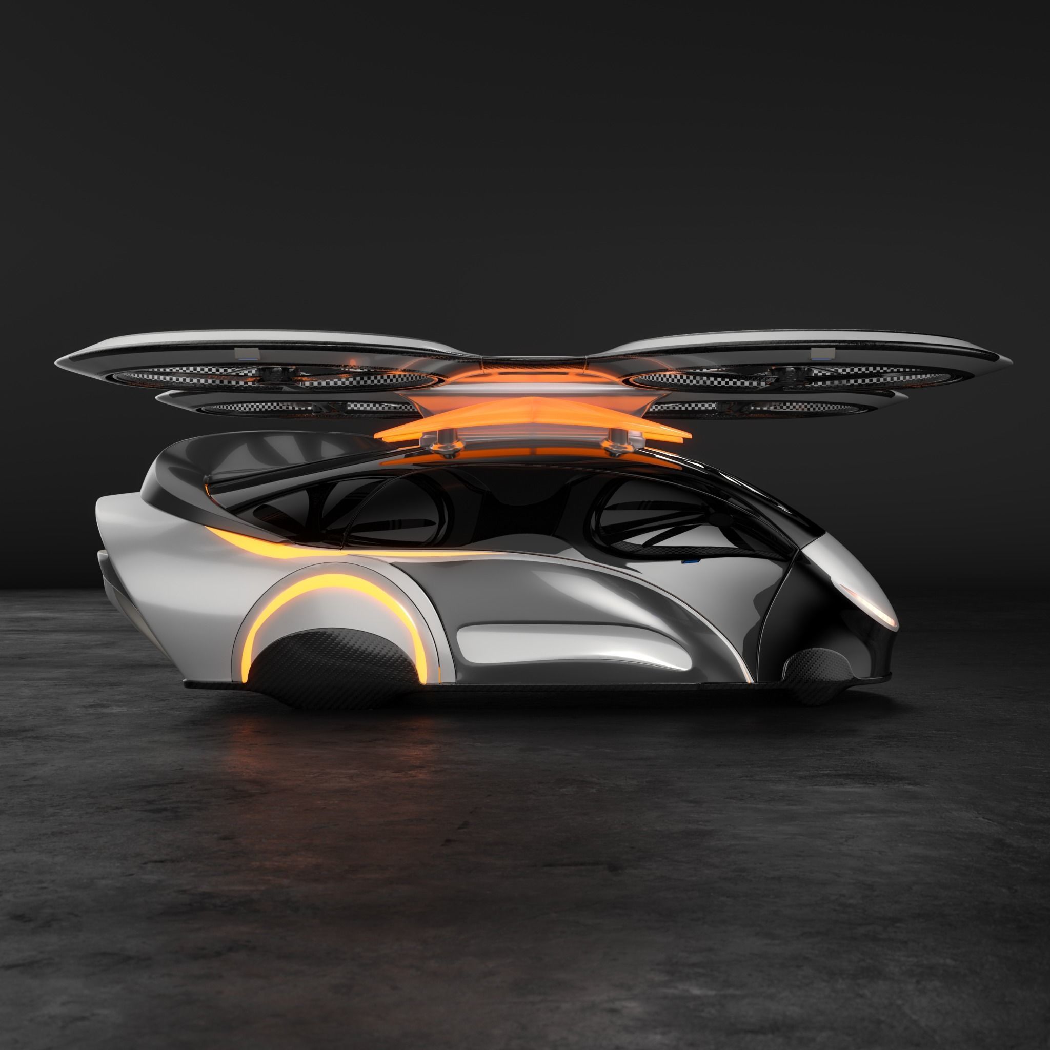 Flying autonomous passenger drone concept 3D model | CGTrader