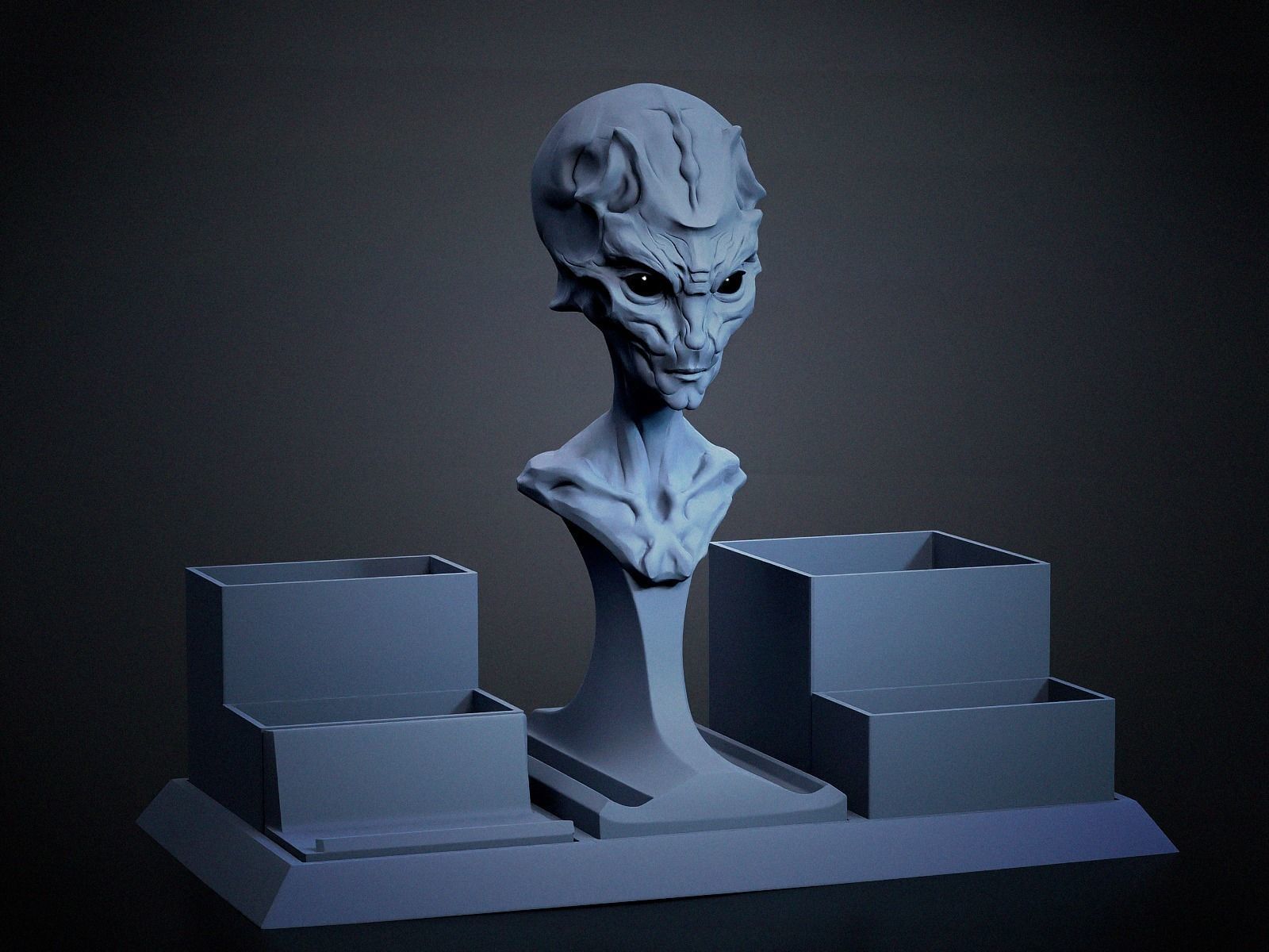 ALIEN BUST BANK MODULAR ORGANIZER 3D model 3D printable | CGTrader