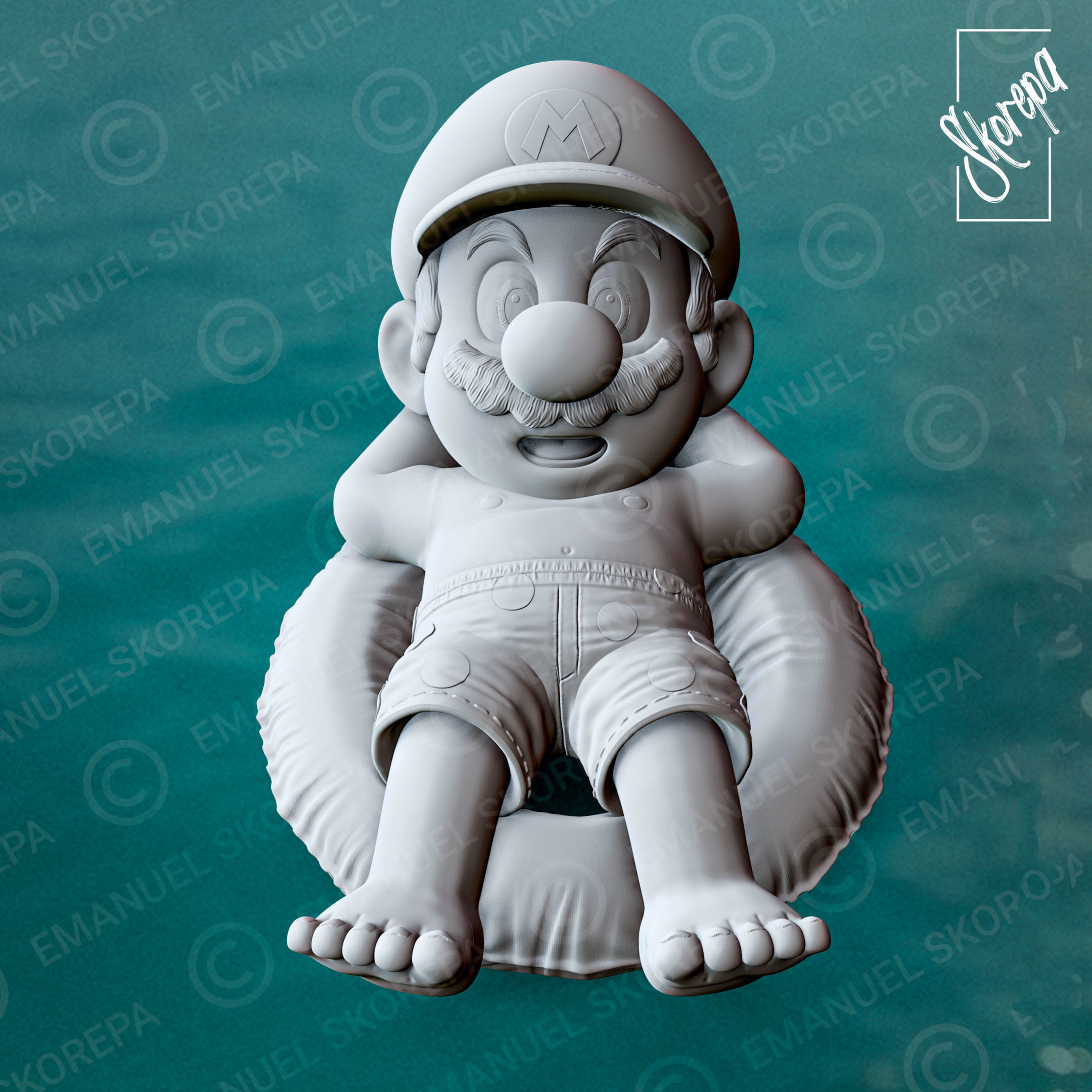 MARIO FLOATS ON WATER 3D model 3D printable | CGTrader