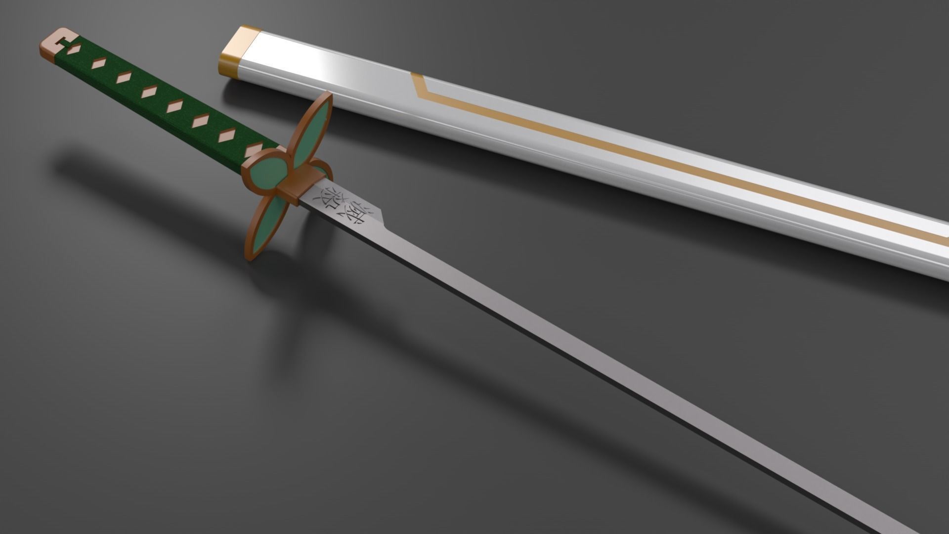 1 to 1 SCALE Kochou Shinobu Sword with Scabbard 3D model 3D printable ...