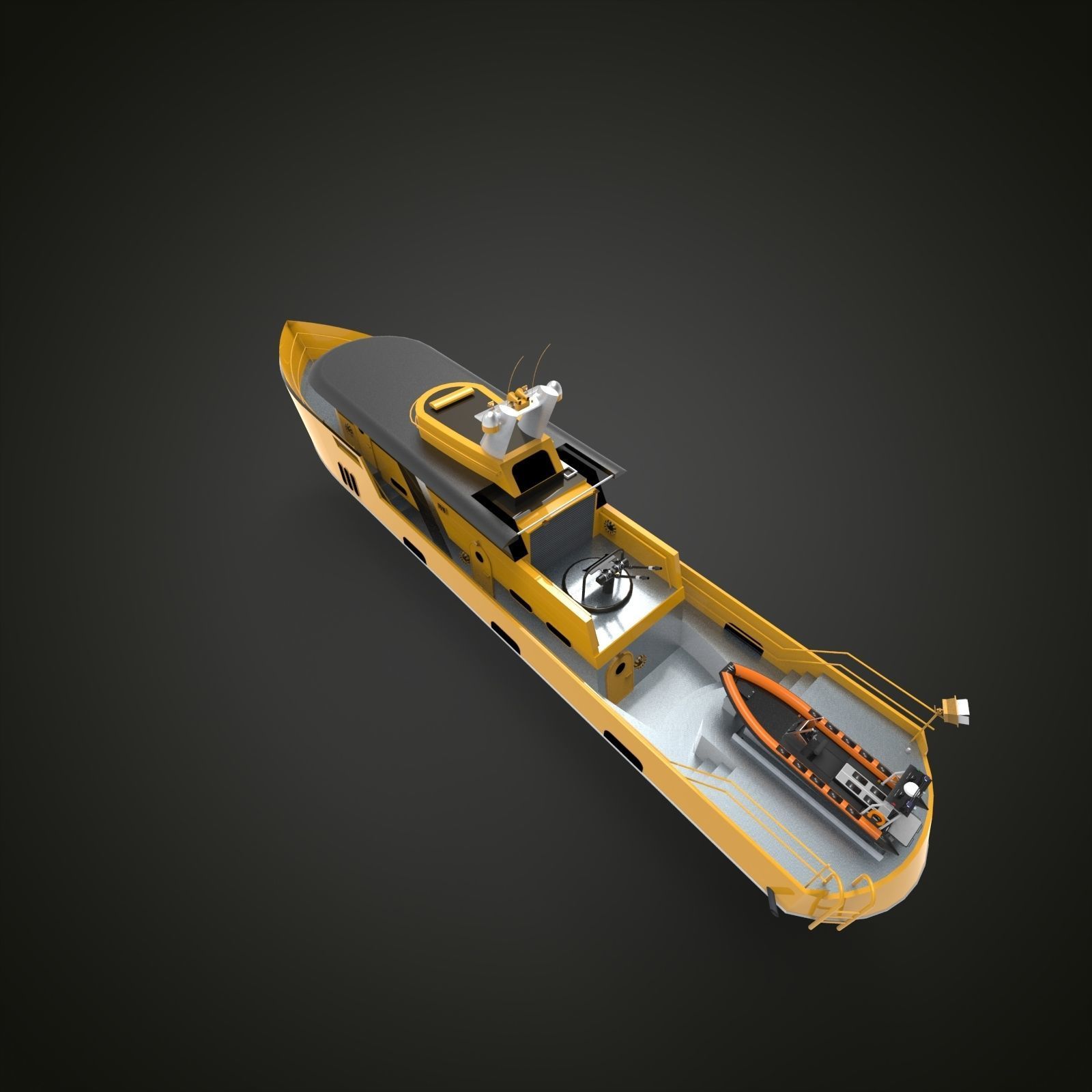 rescue boat yellow 3D model | CGTrader