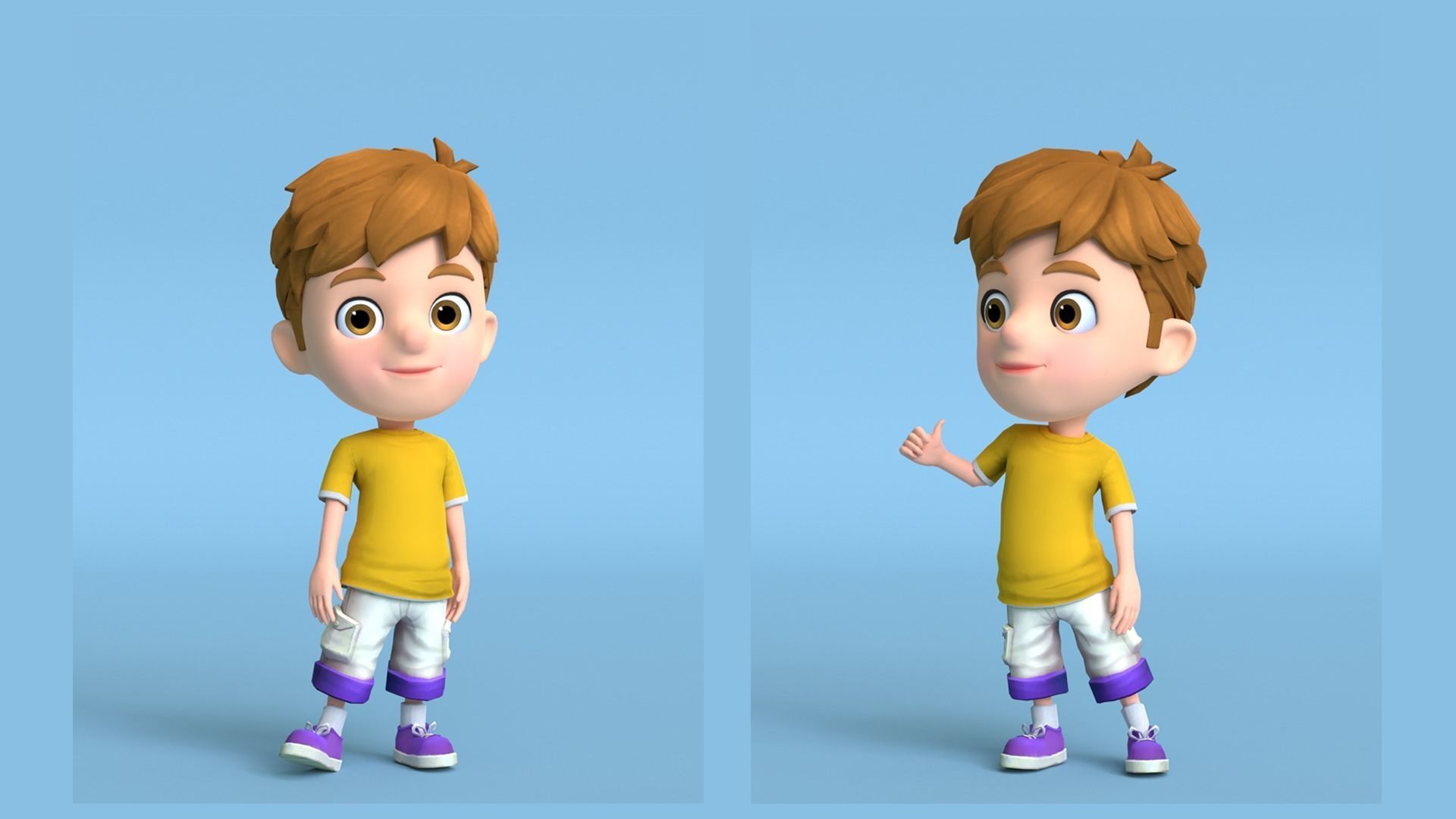 3D model Kain Cartoon Boy Character VR / AR / low-poly rigged animated ...