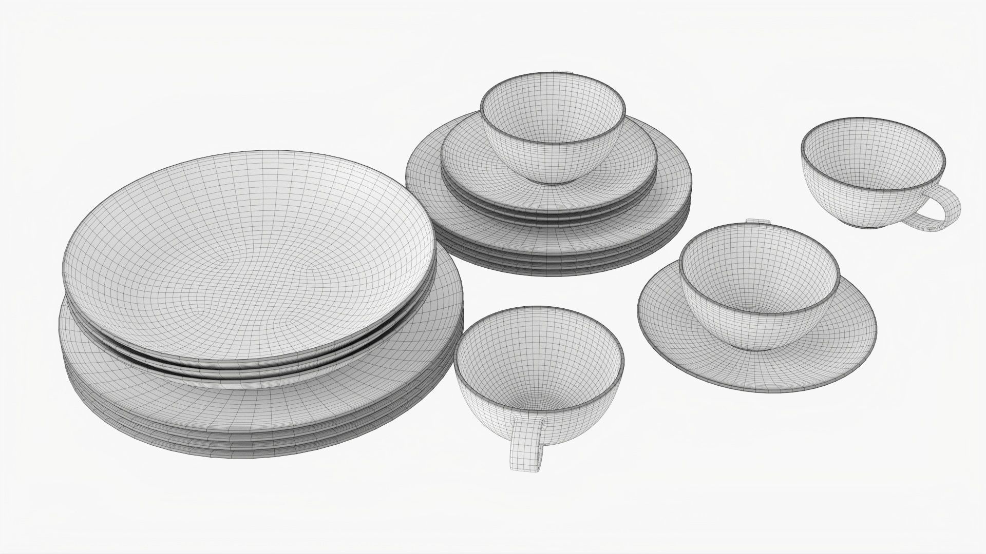 Dinnerware 20-piece set 3D model | CGTrader