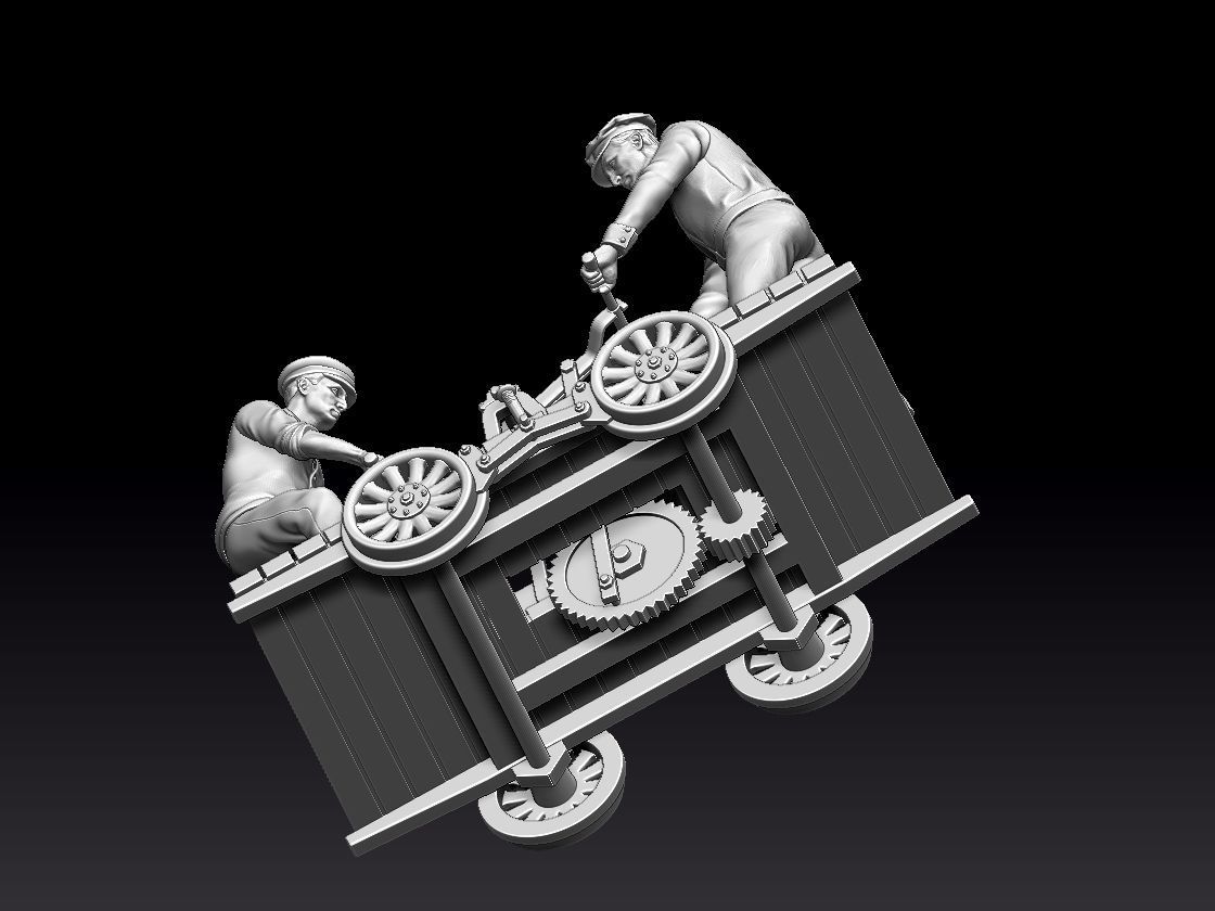 handcar two men working on train 3D model 3D printable | CGTrader