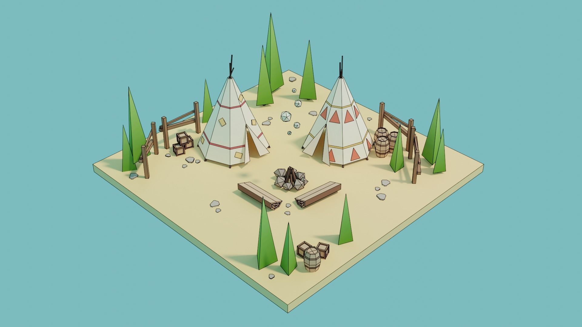 3D model Isometric Traditional Indian Teepee VR / AR / low-poly | CGTrader
