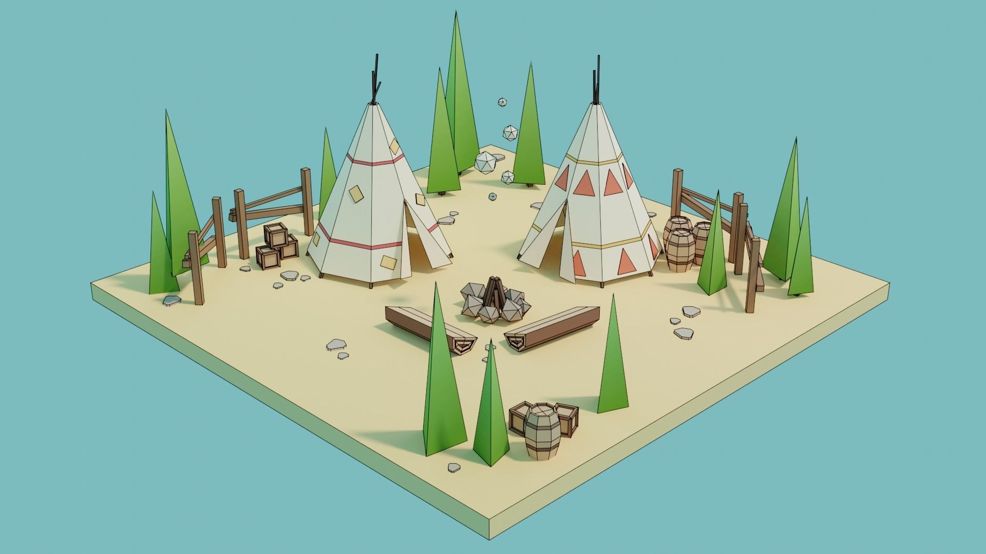 3D model Isometric Traditional Indian Teepee VR / AR / low-poly | CGTrader