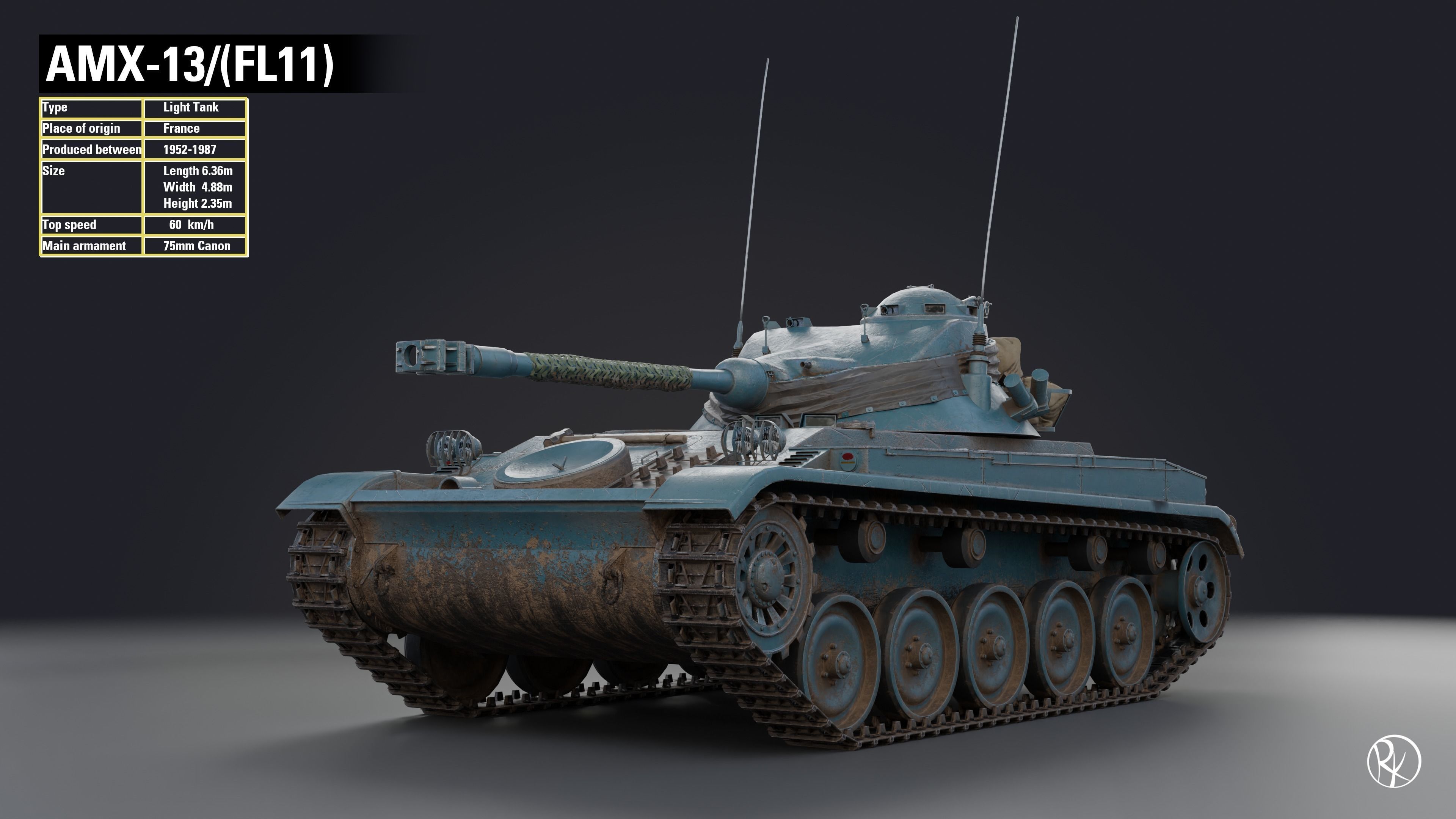 AMX-13 FL11 PBR Model 3D model | CGTrader