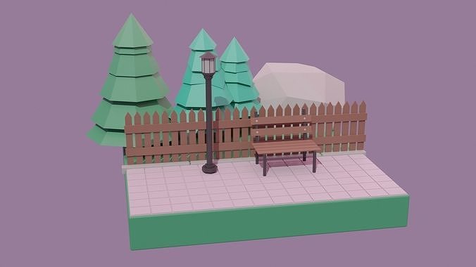 3D model Low Poly Park Assets VR / AR / low-poly | CGTrader