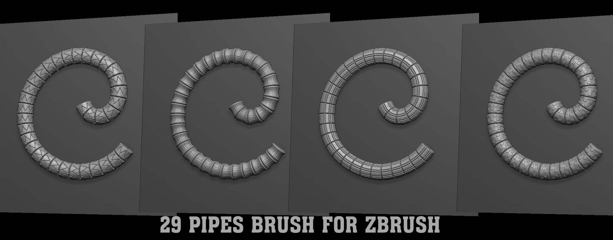 3D model 29 Pipes Brush for Zbrush VR / AR / low-poly | CGTrader