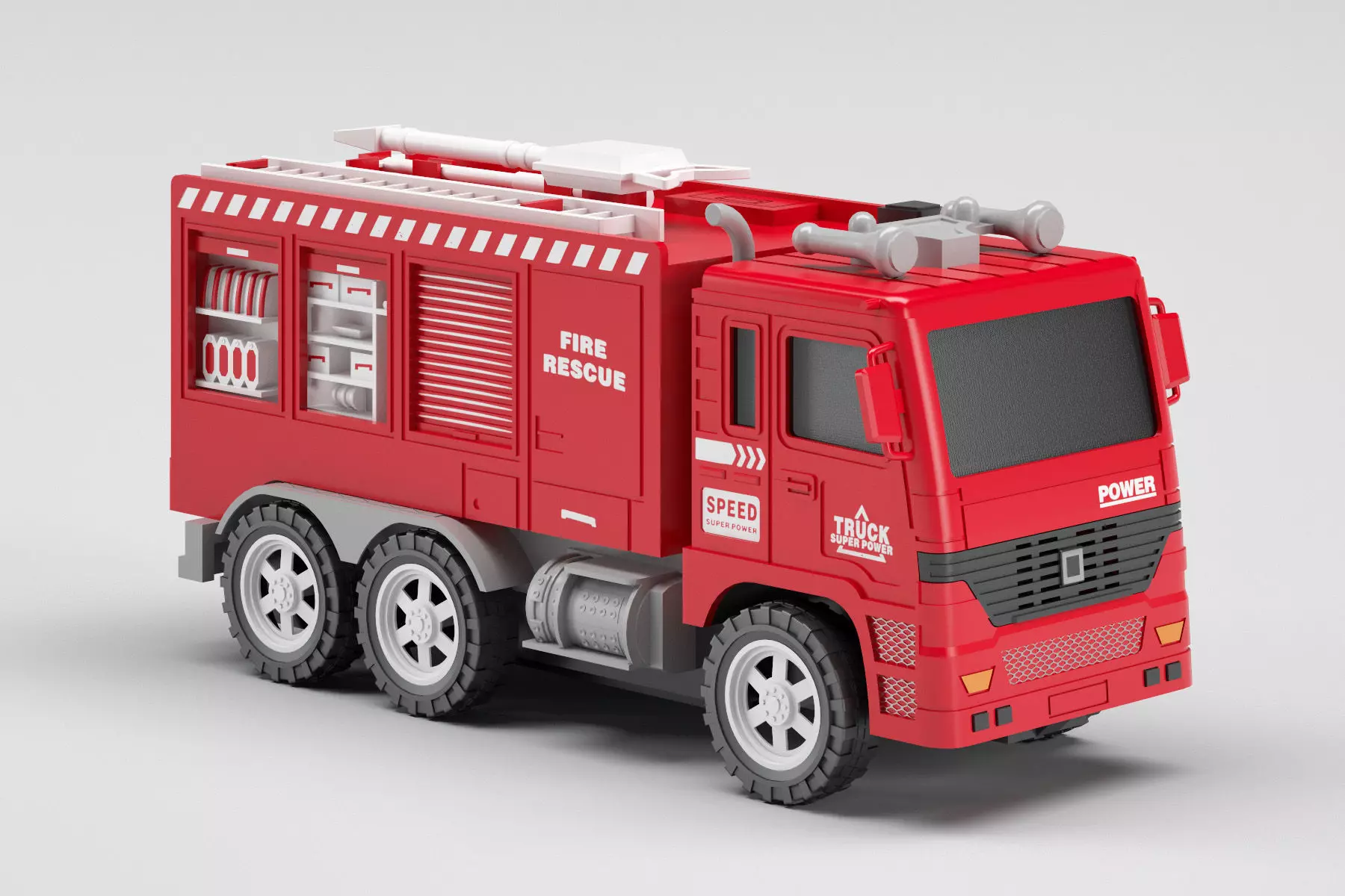 Red toy fire truck free 3D model | CGTrader