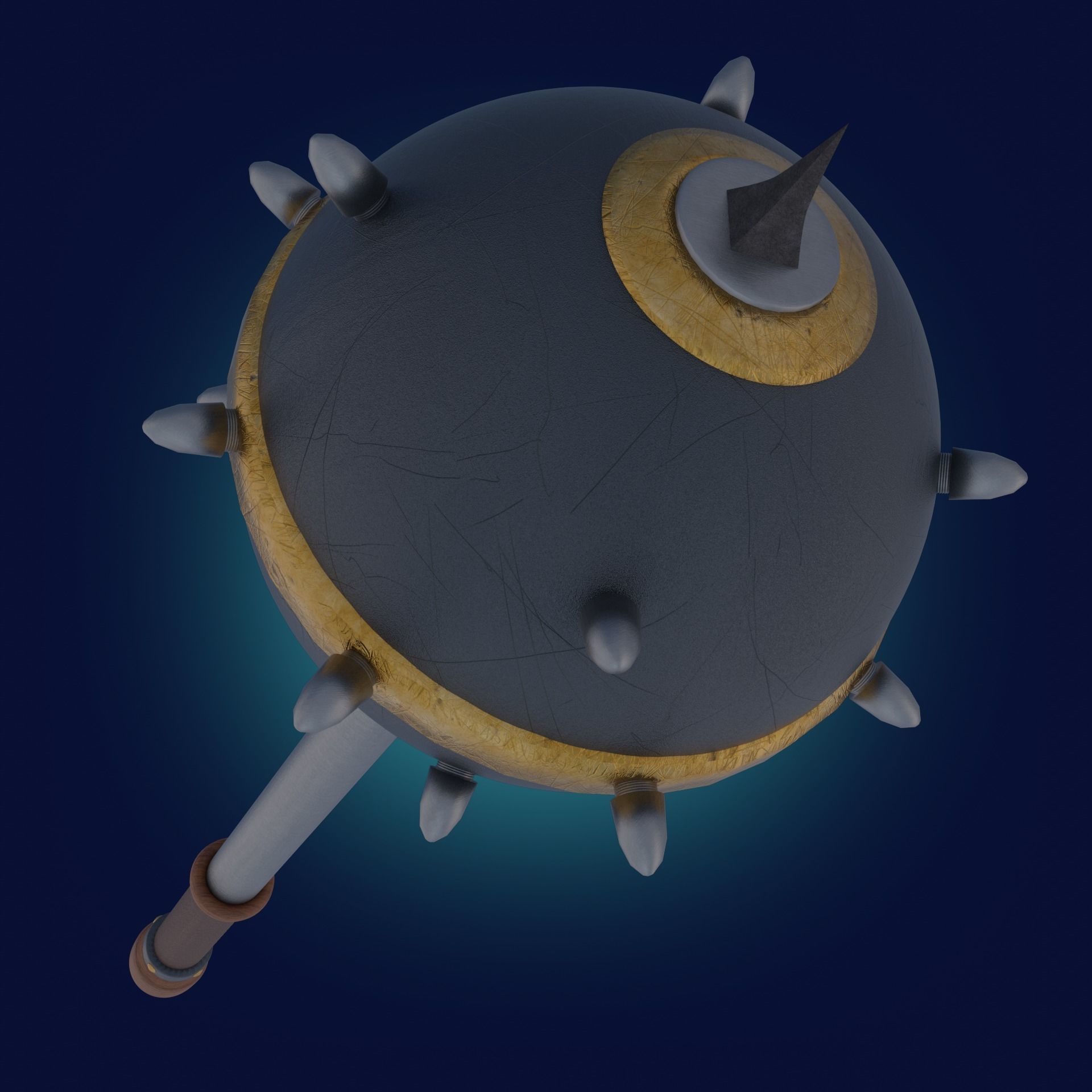 Medieval Realistic Black Metal Mace Melee Weapon PBR free 3D model ...