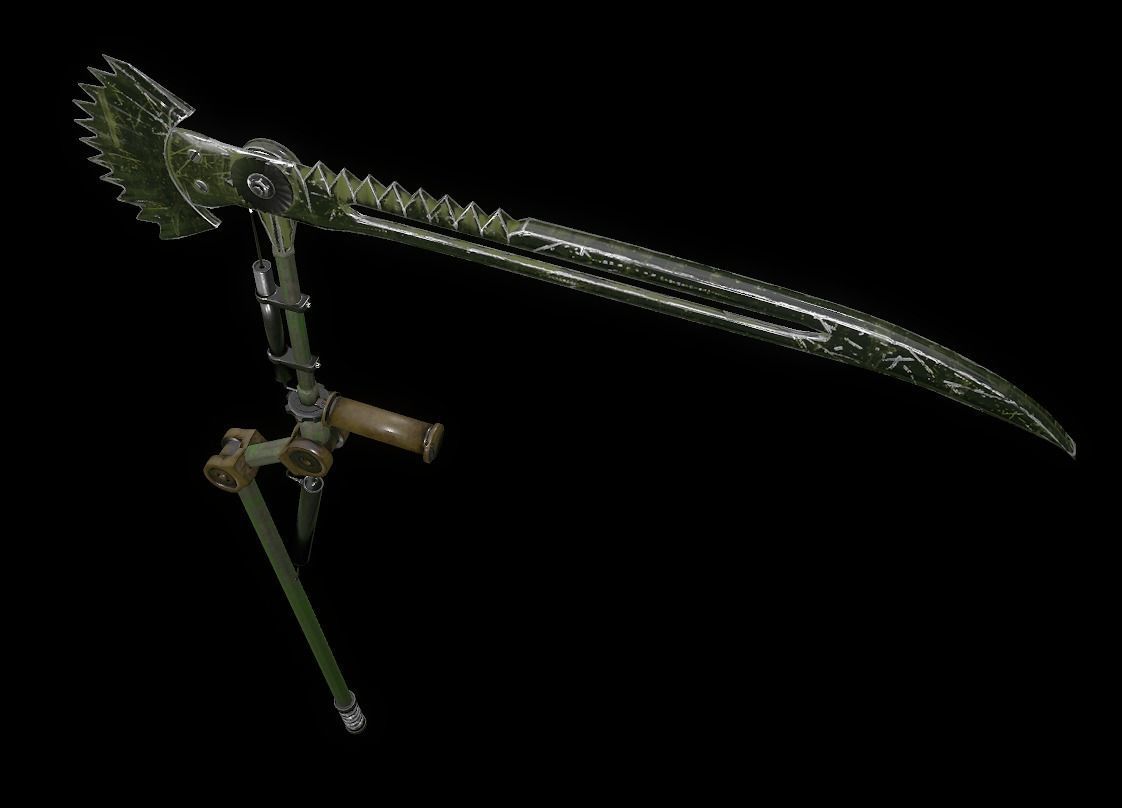 3D model Scythe steampunk low poly 4 texture options and high poly VR ...