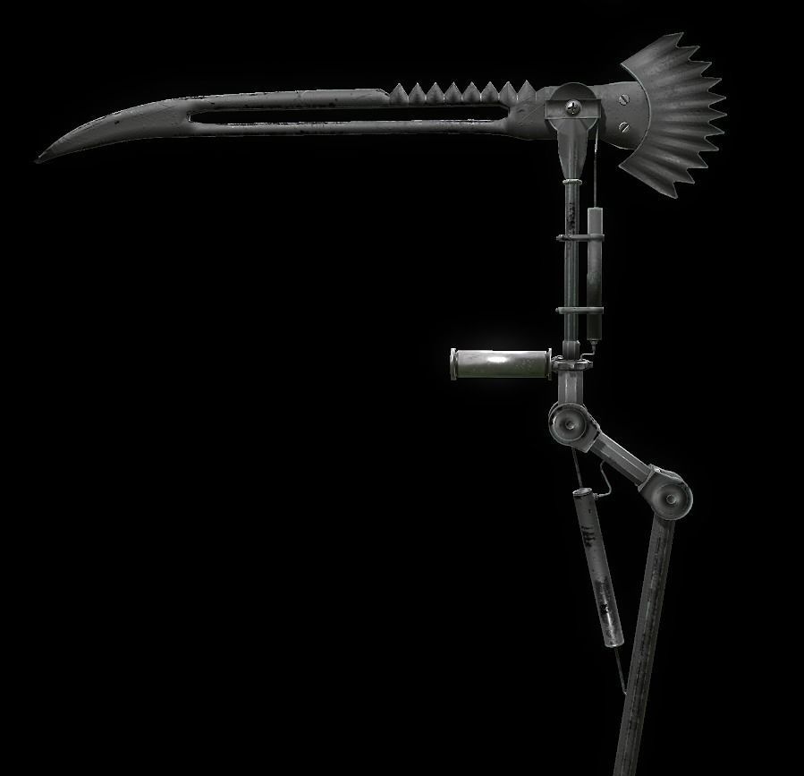 3D model Scythe steampunk low poly 4 texture options and high poly VR ...