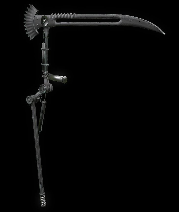 3D model Scythe steampunk low poly 4 texture options and high poly VR ...