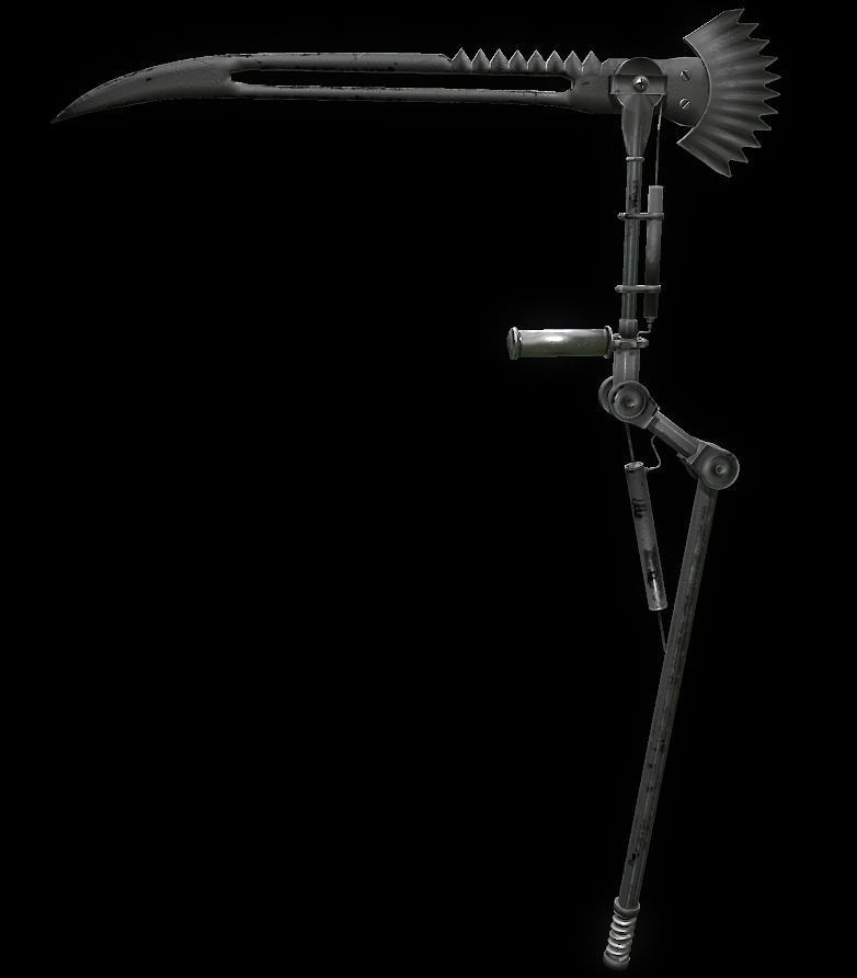 3D model Scythe steampunk low poly 4 texture options and high poly VR ...
