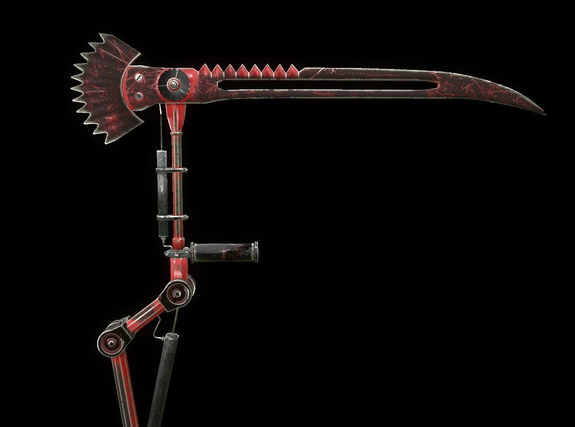 3D model Scythe steampunk low poly 4 texture options and high poly VR ...