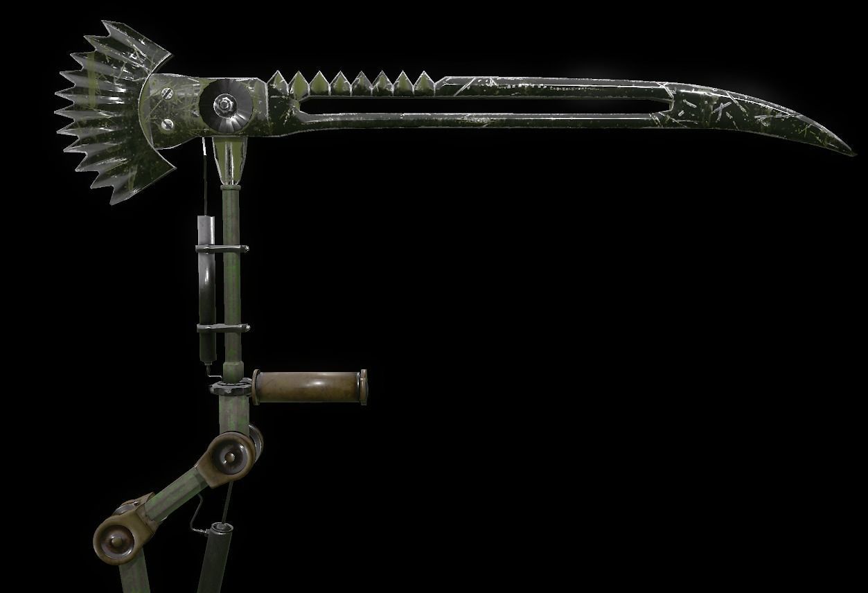 3D model Scythe steampunk low poly 4 texture options and high poly VR ...