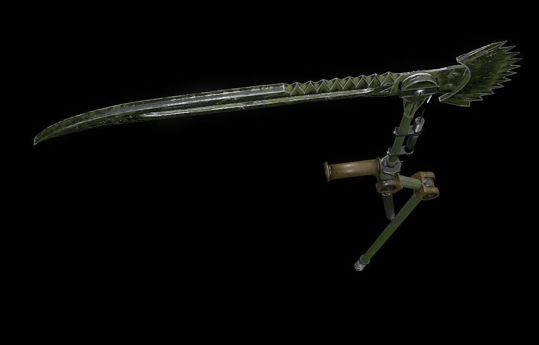 3D model Scythe steampunk low poly 4 texture options and high poly VR ...