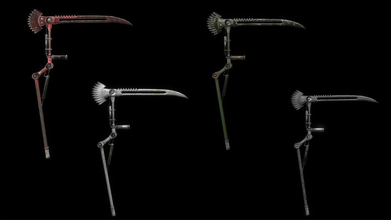 3D model Scythe steampunk low poly 4 texture options and high poly VR ...