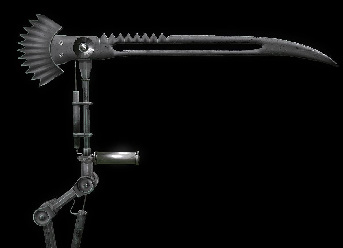 3D model Scythe steampunk low poly 4 texture options and high poly VR ...