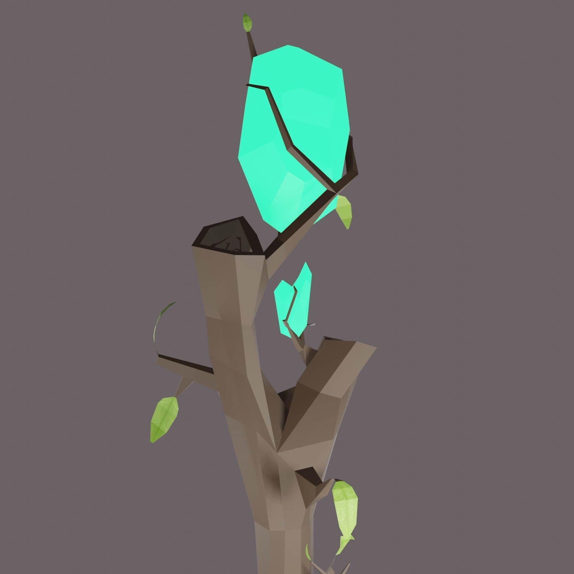 3D model Low Poly wooden magic wand with crystals games ready VR / AR ...